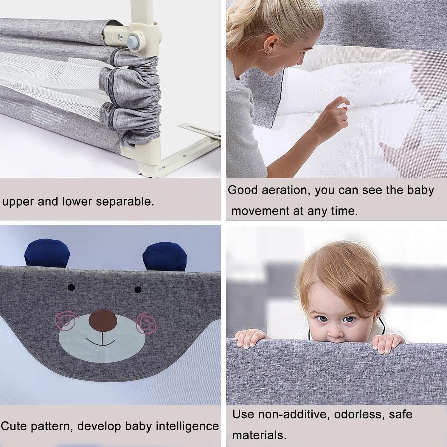SYOO SINGYOO Toddler Bed Rail - Extra Long Cute Bear Guardrail (80x30 ...