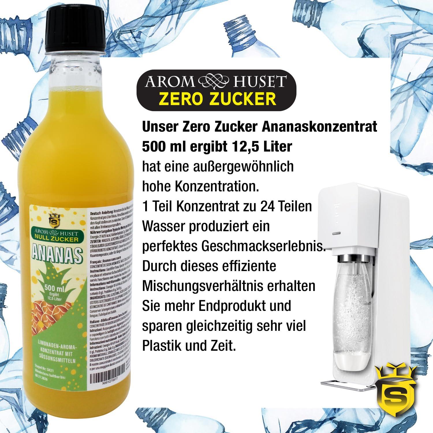 Zero Ananas Soda Concentrate | 500ml Bottle Makes 12.5L | Sugar-Free ...