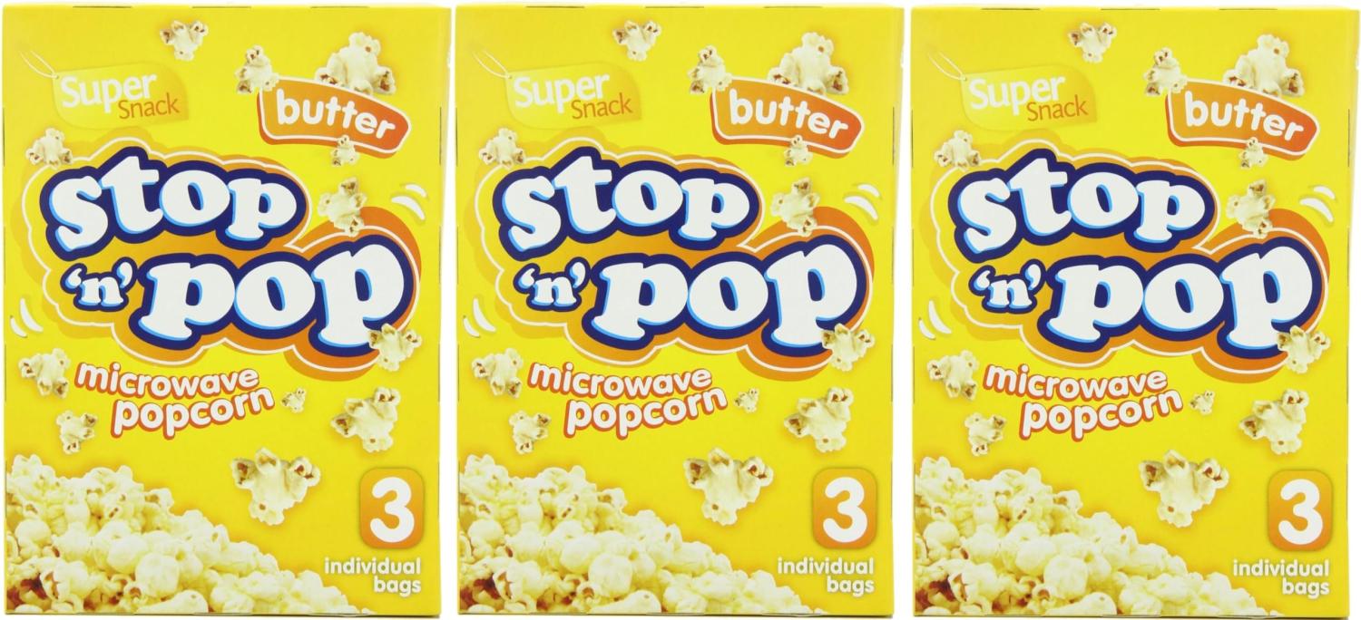 Super Snack Stop n Pop Butter Microwave Popcorn 85g 3 Packs Per Box (9 ...