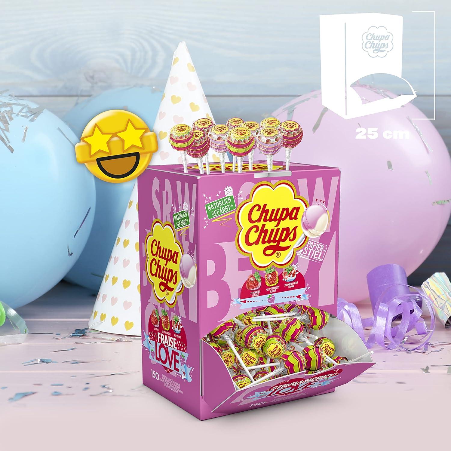 Buy Chupa Chups Strawberry Lollipops - 150 Fruity & Creamy Treats for ...