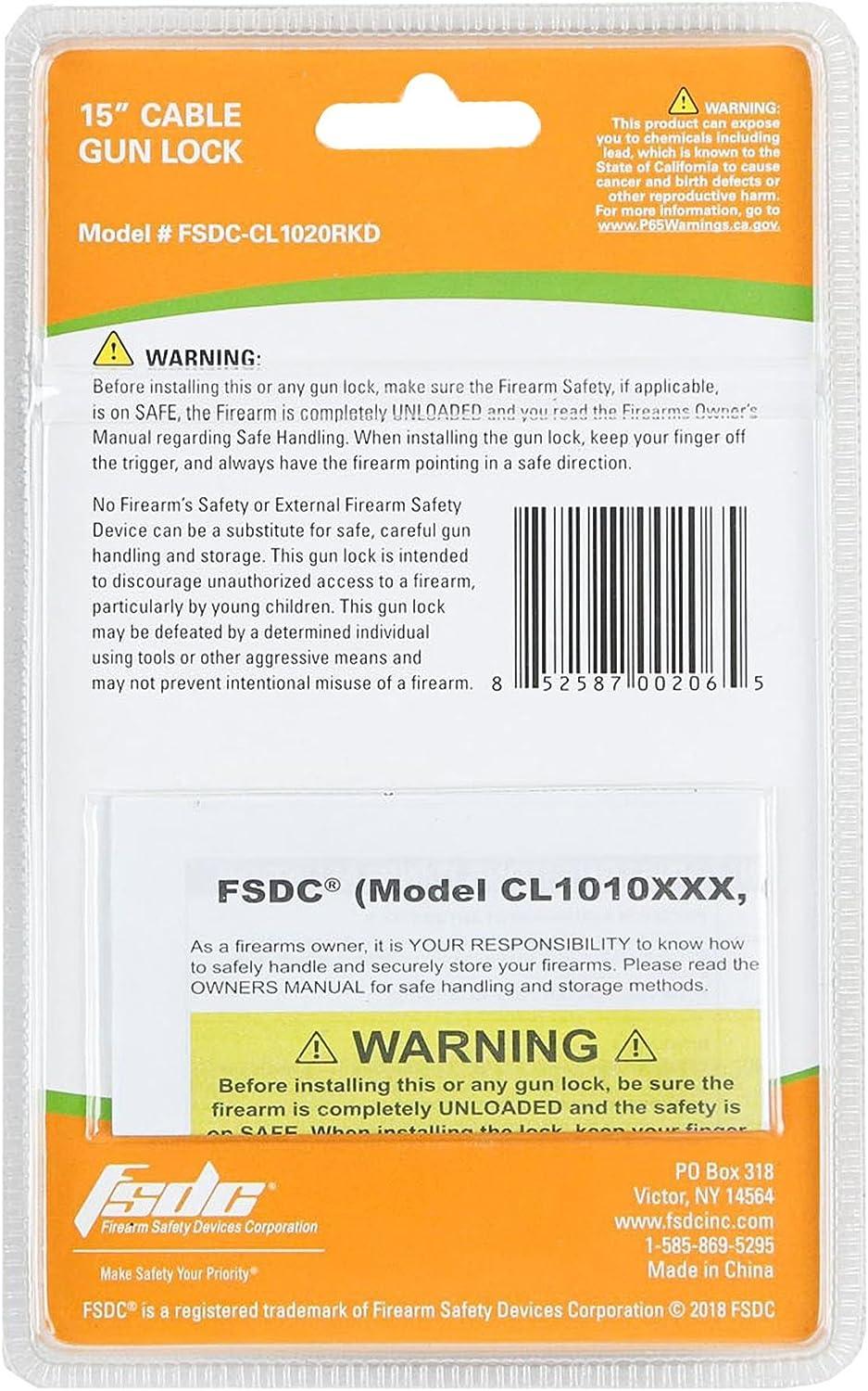 California DOJ-Approved Keyed Cable Gun Lock - FSDC-CL1020RKD 15 | Buy ...