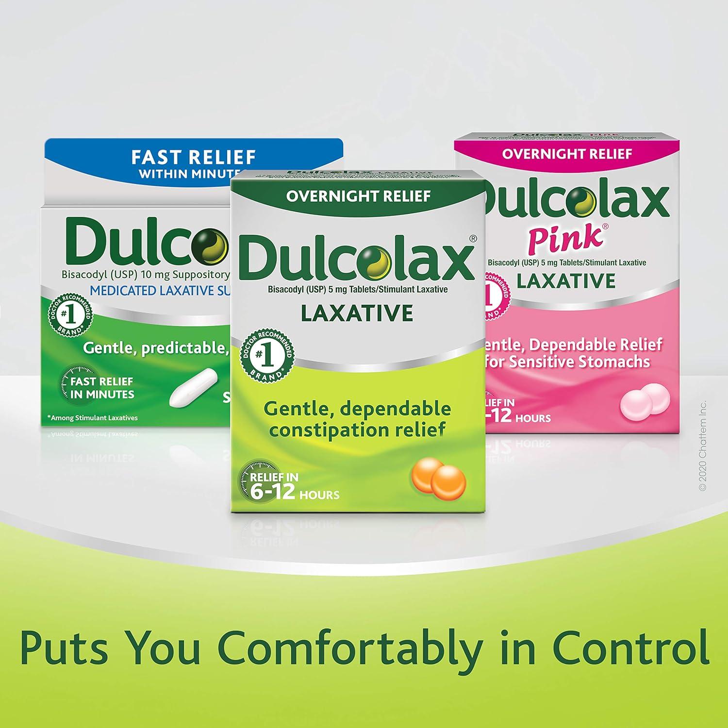 Dulcolax Overnight Relief Laxative 5mg Tablets - 25 Count x 2 Packs for ...