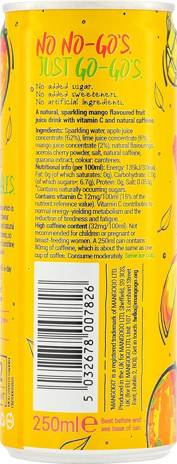 Mango GO! - The Mango Natural Energy Drink - 12 x 250ml - Vegan - New ...