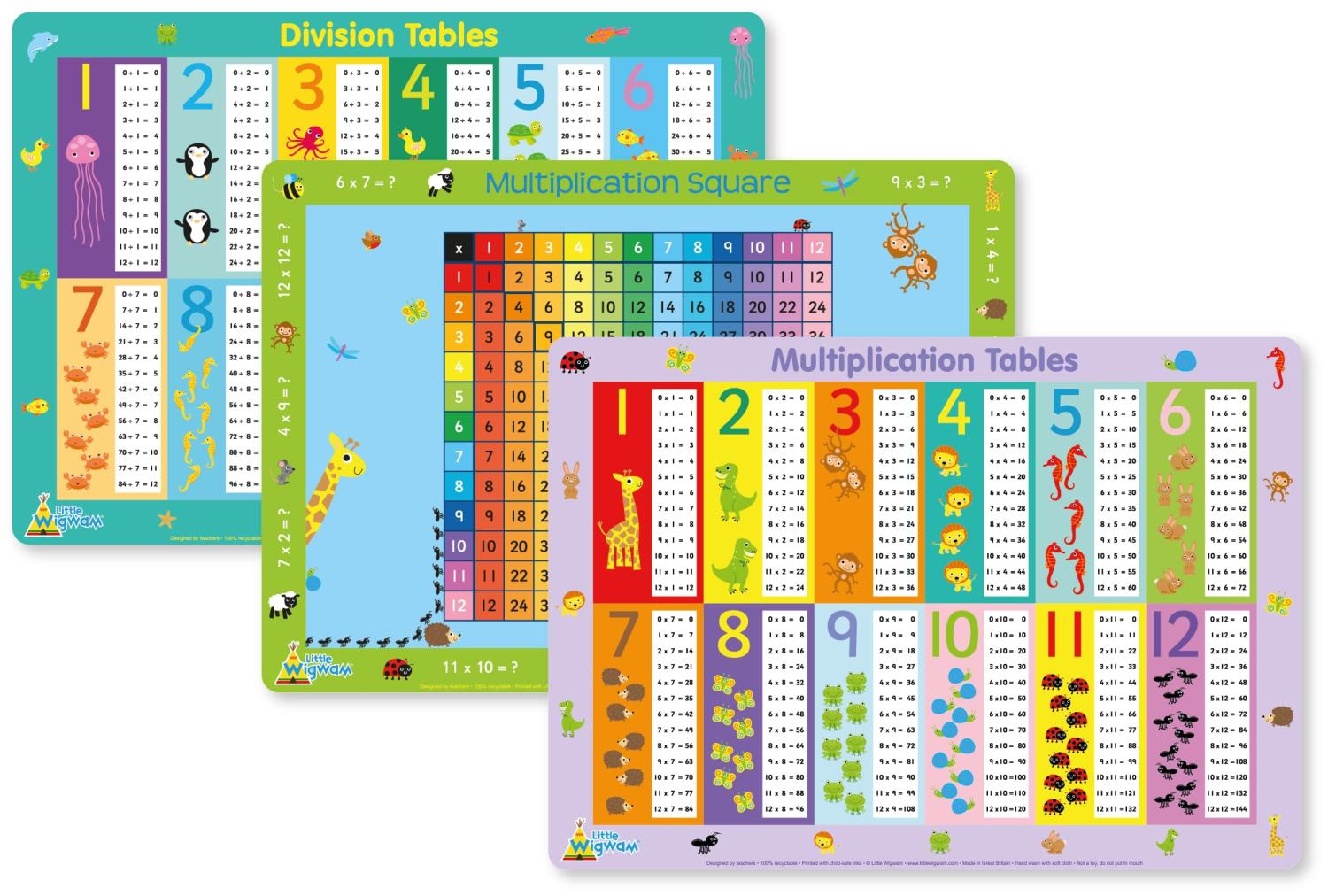 Little Wigwam Numeracy 2 Placemat Pack - Set of 3 Educational Placemats ...