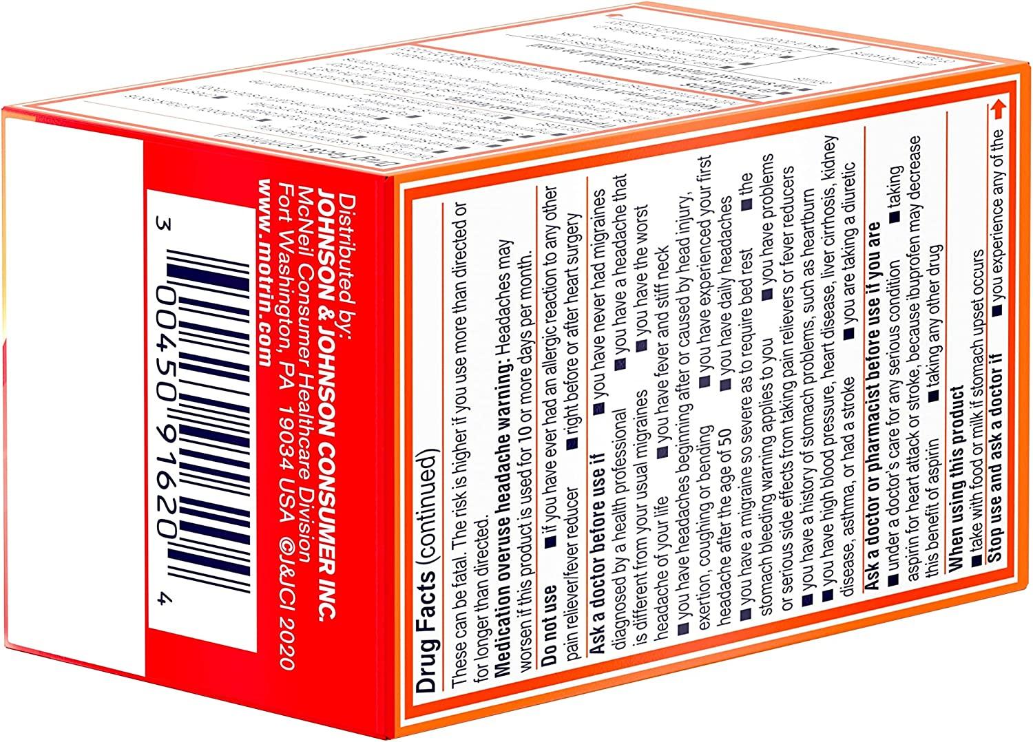 Motrin IB Migraine Liquid Gel Caps 20 Ct Ibuprofen 200mg for Migraine ...