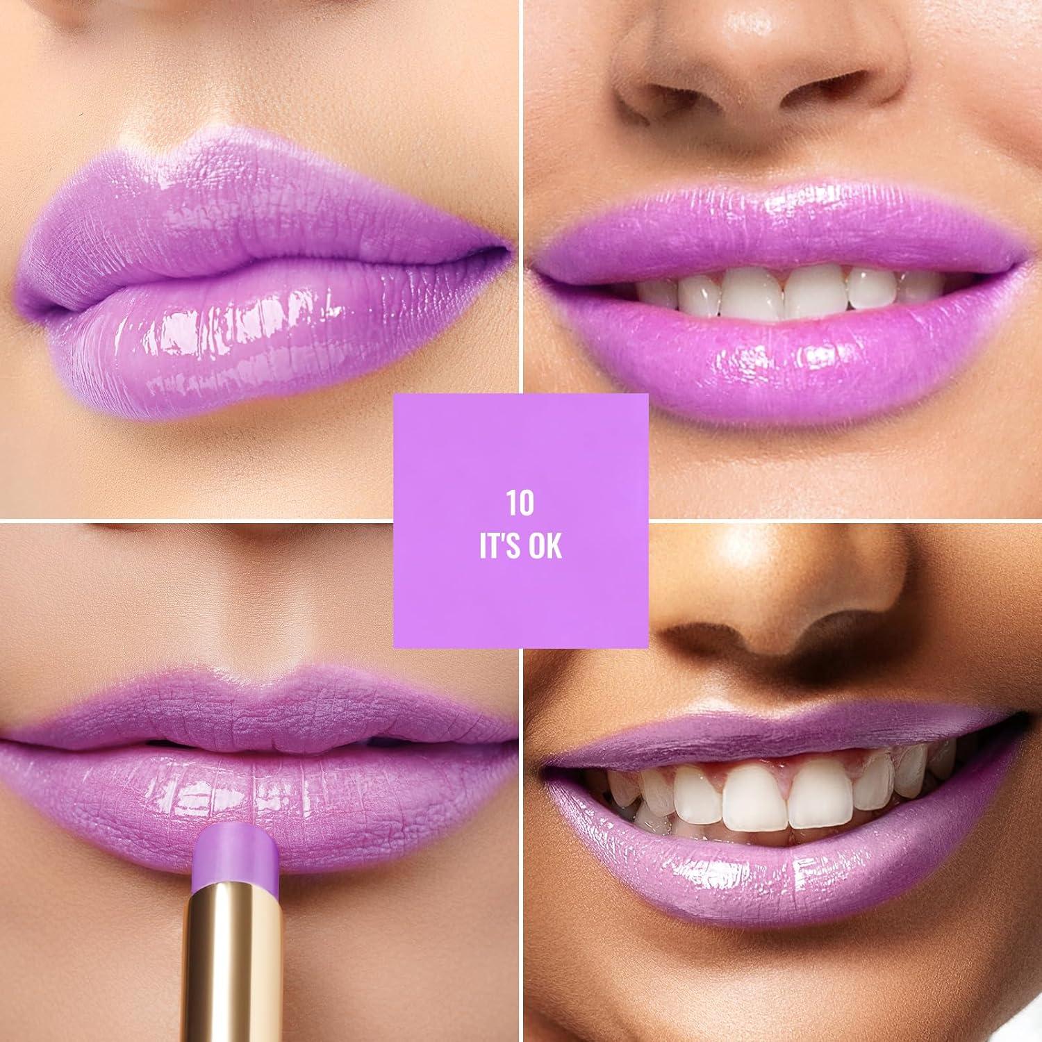 Oulac Moisture Shine Lipstick - Light Lavender Tinted Balm for Dry Lips ...
