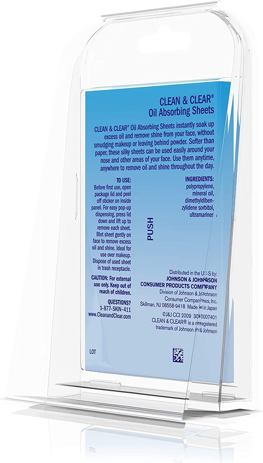 Clean & Clear Oil Absorbing Facial Sheets - 50 ct Blotting Papers for ...