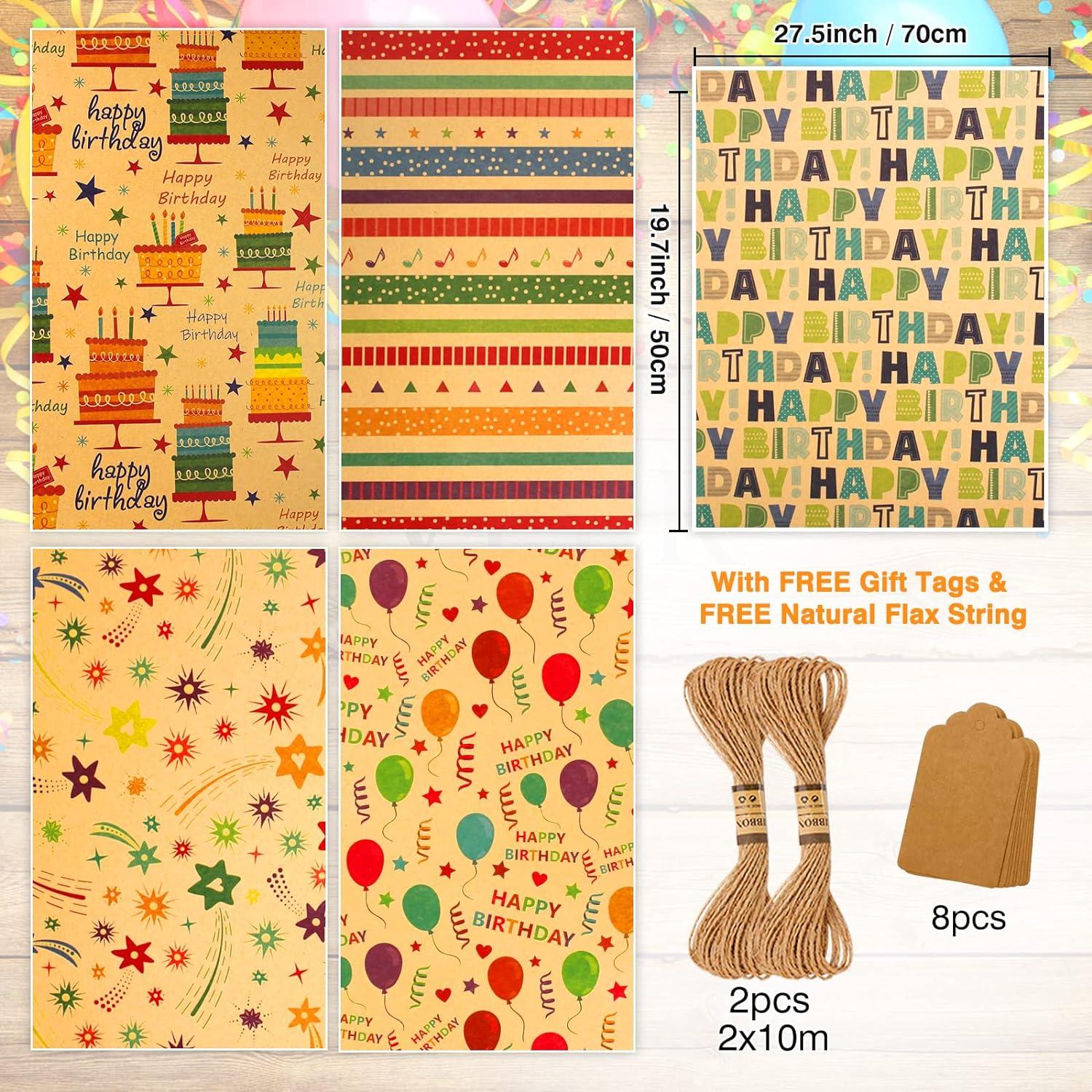 Wrapping Paper Sheets-Birthday Wrapping Paper for Women Men Girls Boys ...