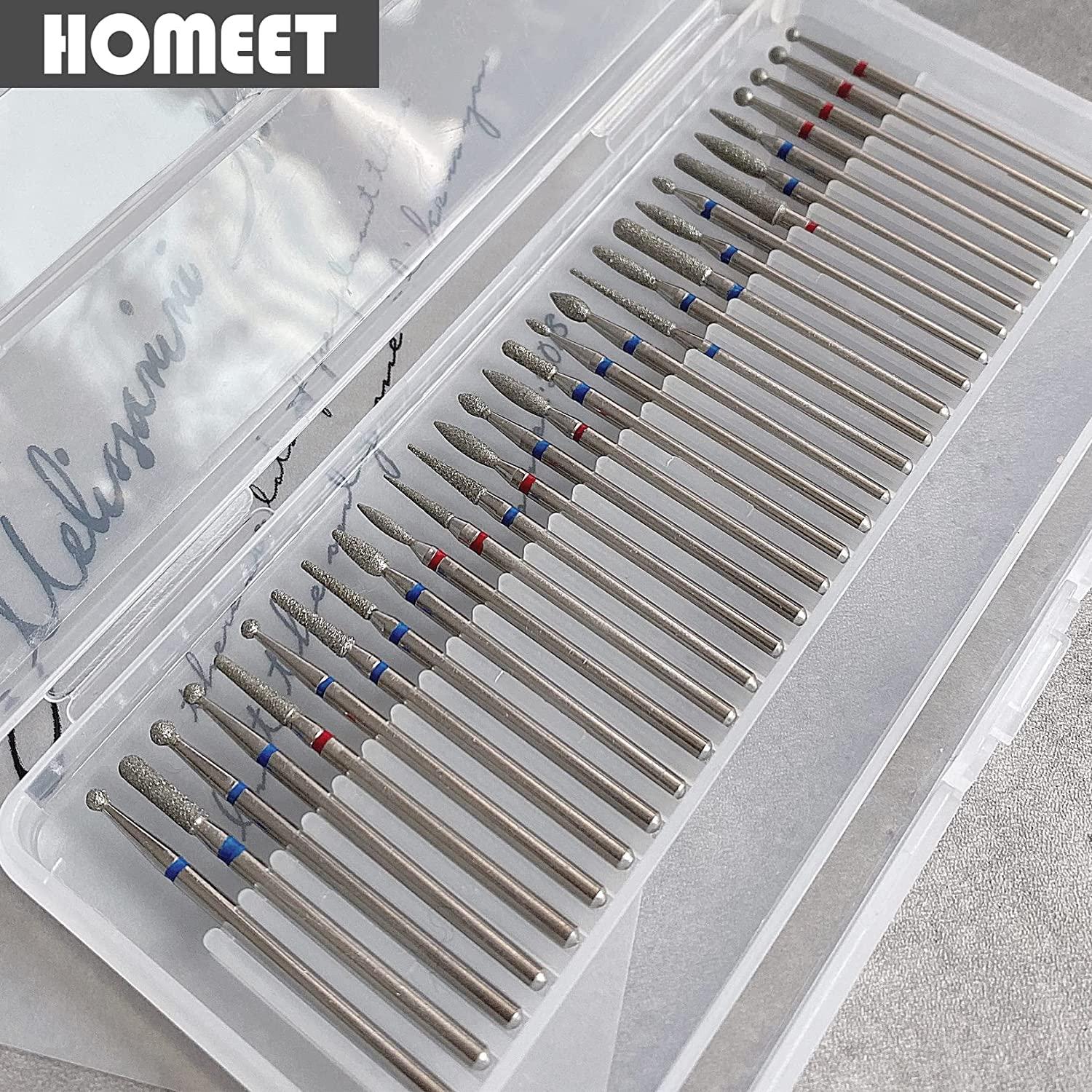 Homeet 30pcs Diamond Nail Drill Bit Set - Professional Tungsten Carbide ...