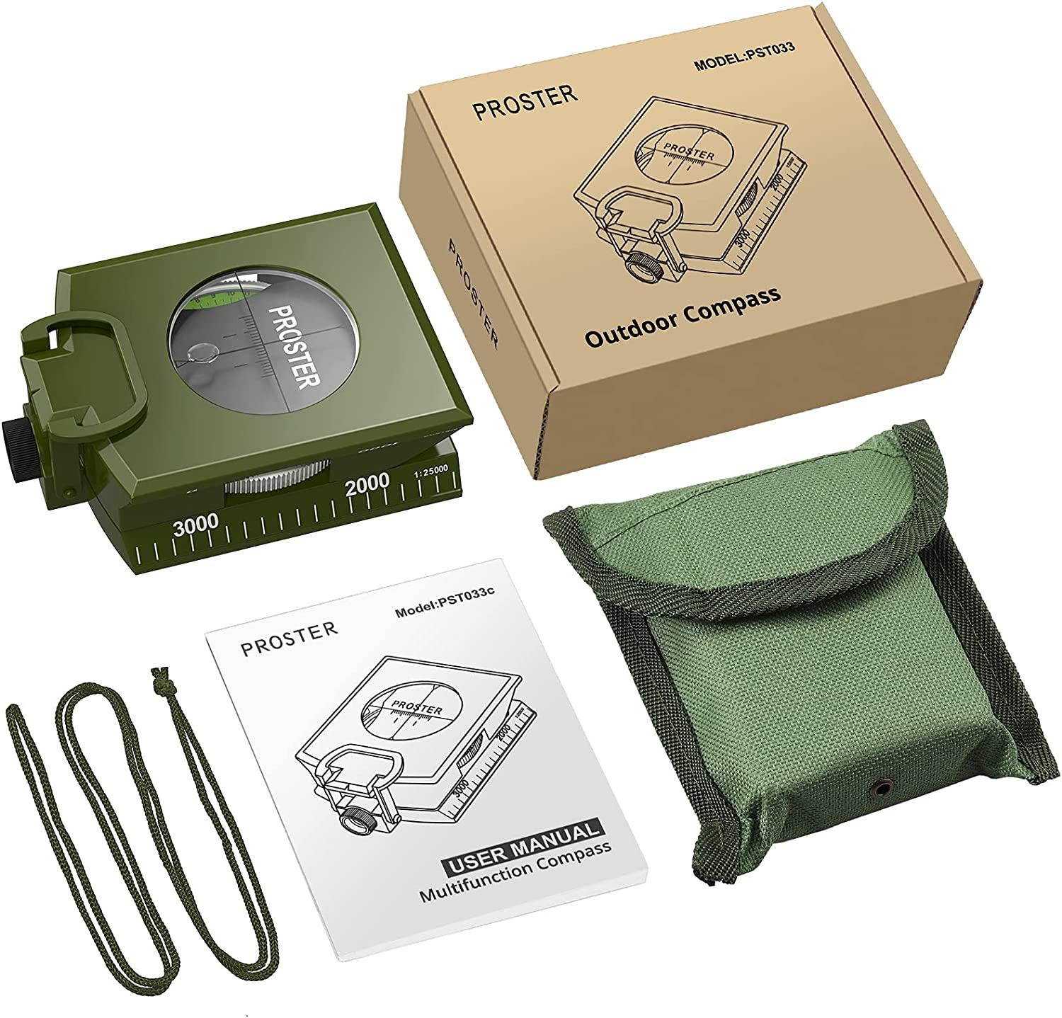 Proster IP65 Hiking Compass with Sighting Clinometer Professional ...