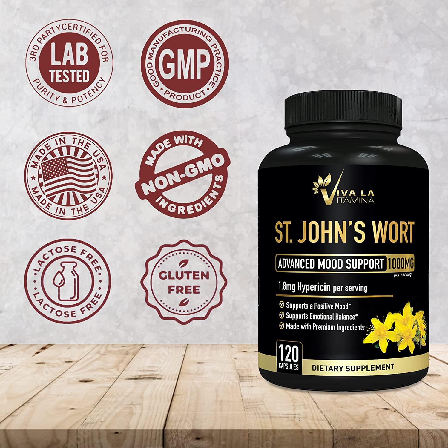 St. Johns Wort Supplement 1000mg - Advanced Mood & Brain Support with 0 ...