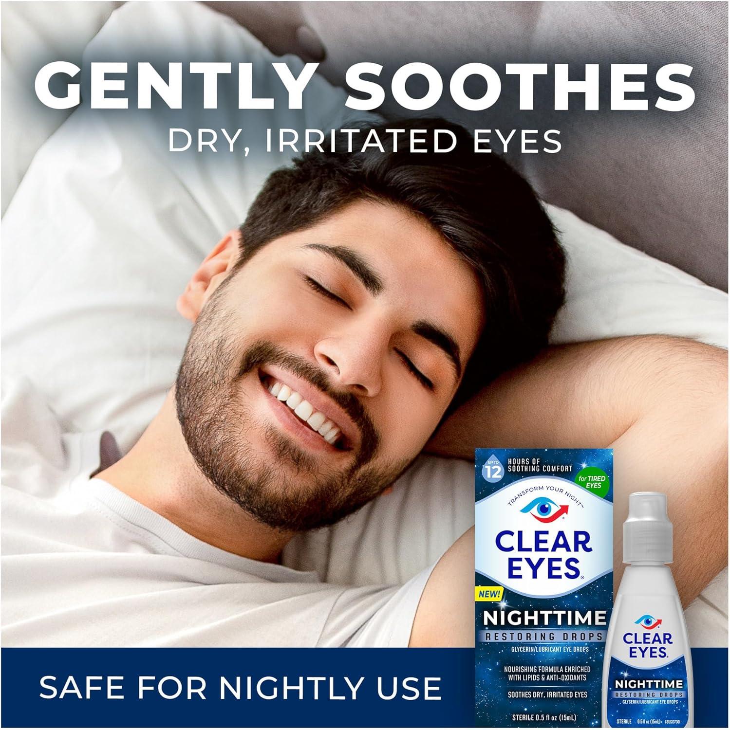 Clear Eyes Nighttime Restoring Eye Drops - 0.5 Fl Oz for Dry Eye Relief ...