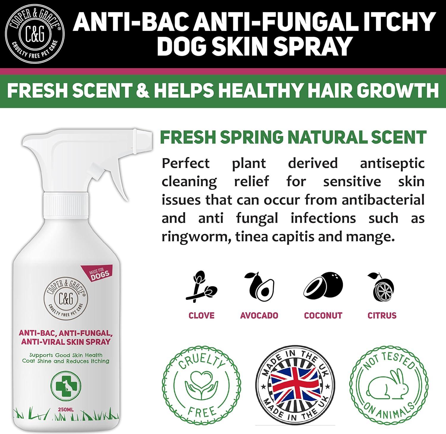 Cooper And Gracie Antibacterial Anti Fungal Itchy Dog Spray - Itch ...