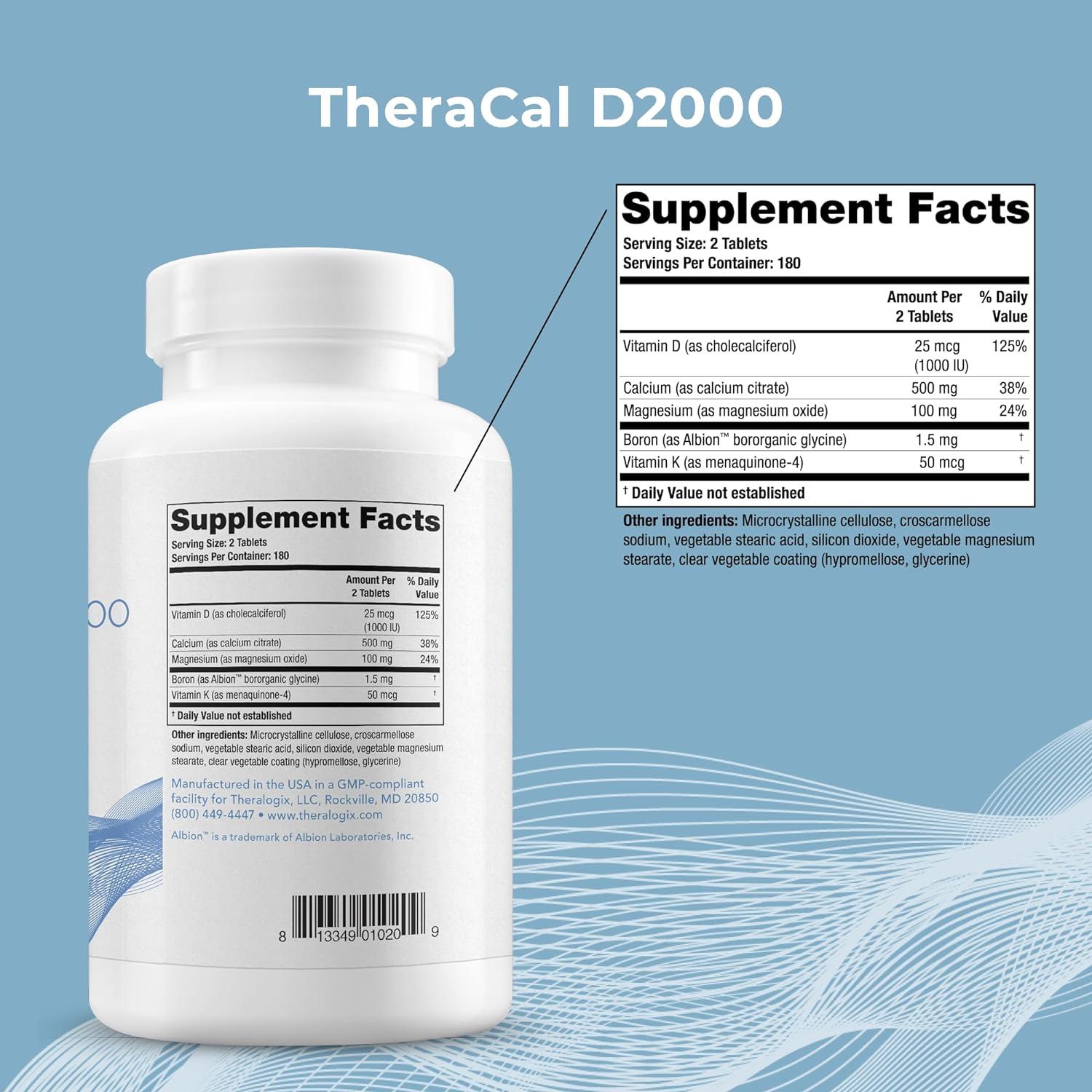 Theralogix TheraCal D2000 - Bone Health Support Supplement - 360 ...
