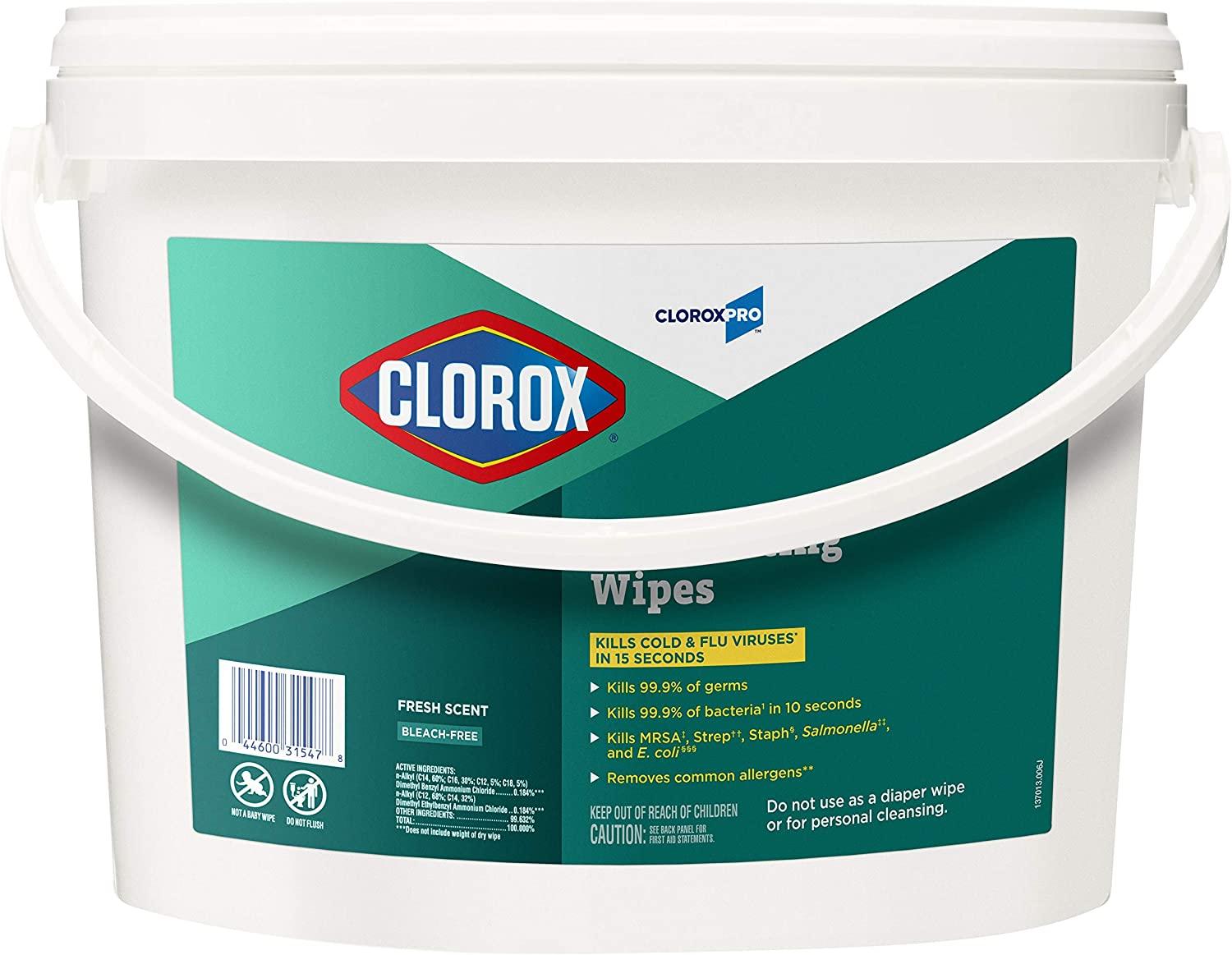CloroxPro Disinfecting Wipes Fresh Scent 700 Count Bucket Dispenser ...