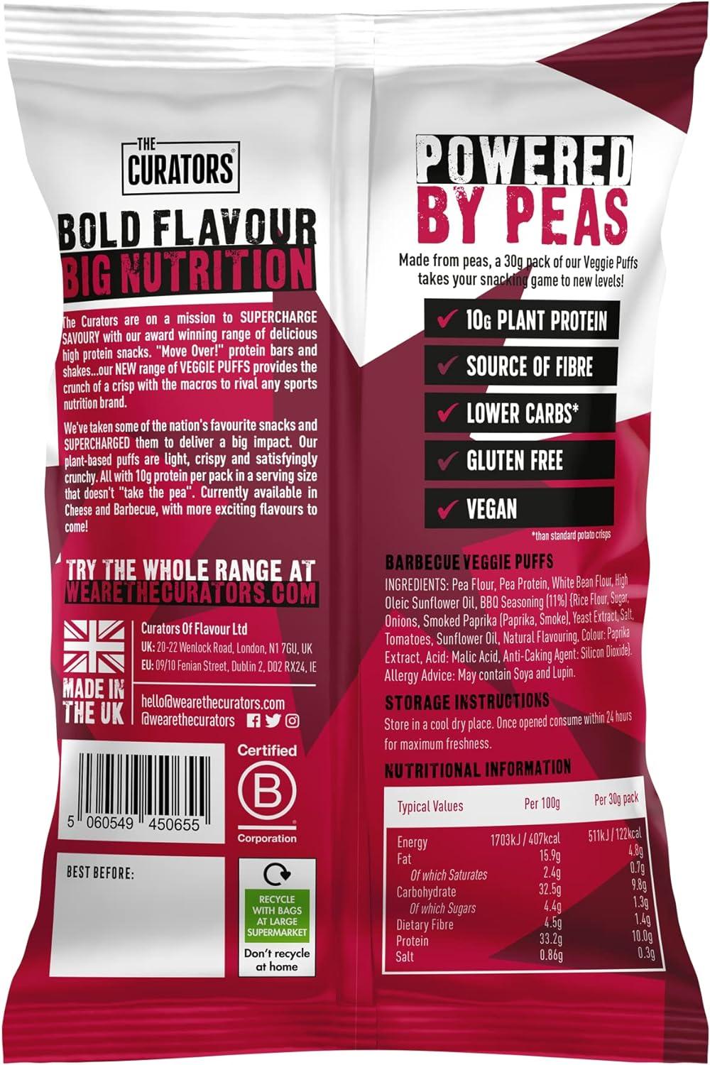 THE CURATORS High Protein Veggie BBQ Puffs Multipack Crisps 30g (20 ...