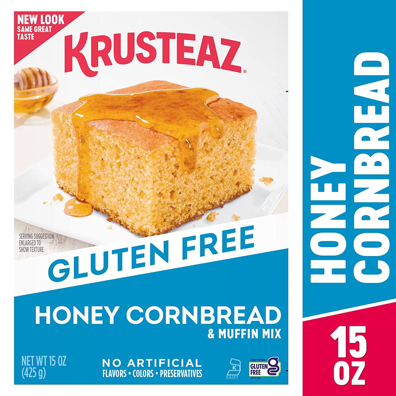 Krusteaz Gluten Free Honey Cornbread Mix, Made with Real Honey, 15 oz Box