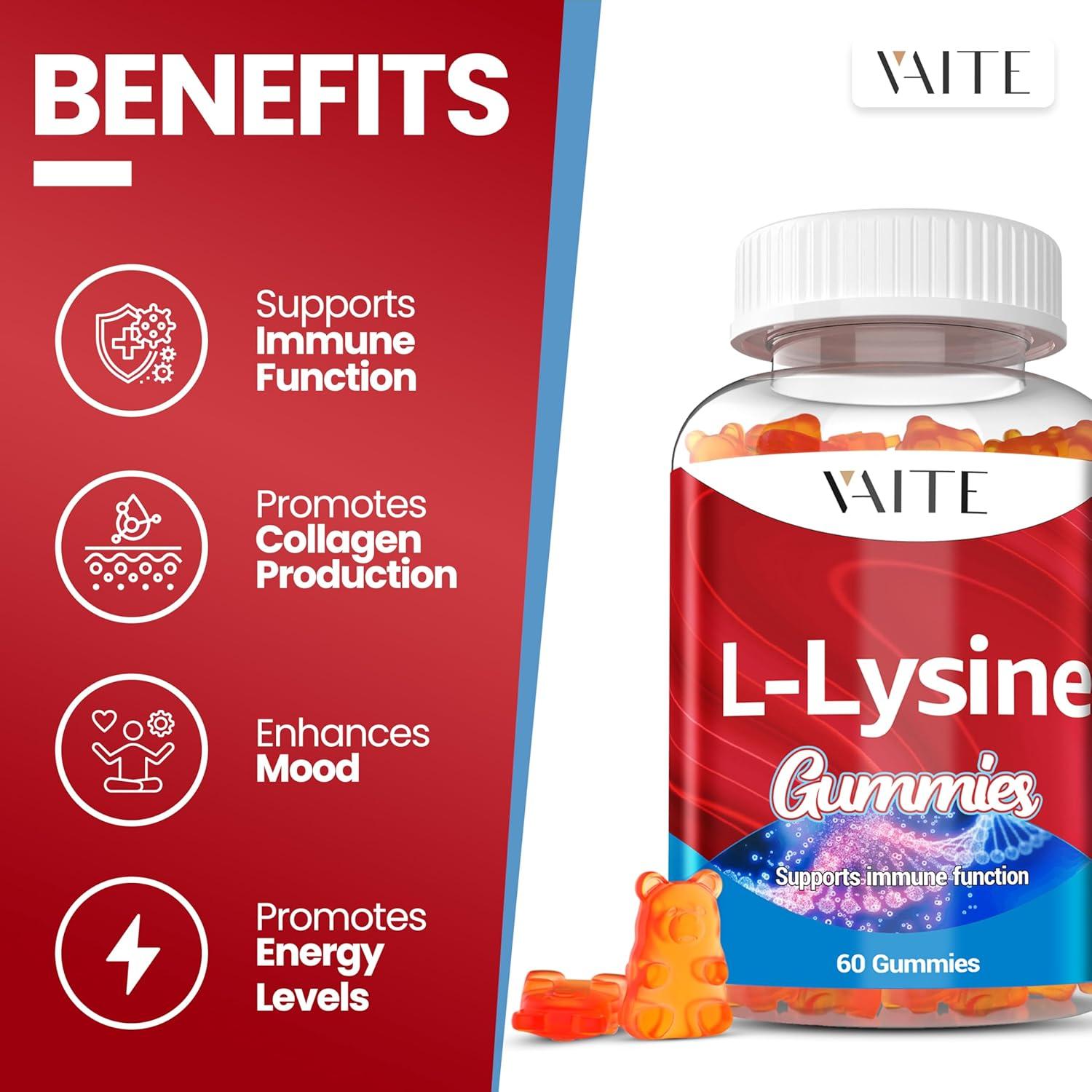 L-Lysine 1000mg Gummies - Vegan Gluten Free Chewable Amino Acid ...