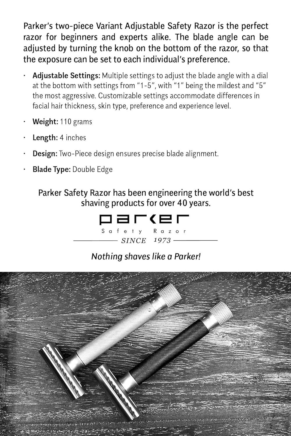 Parker Variant Adjustable Double-Sided Safety Razor - Metallic Graphite ...