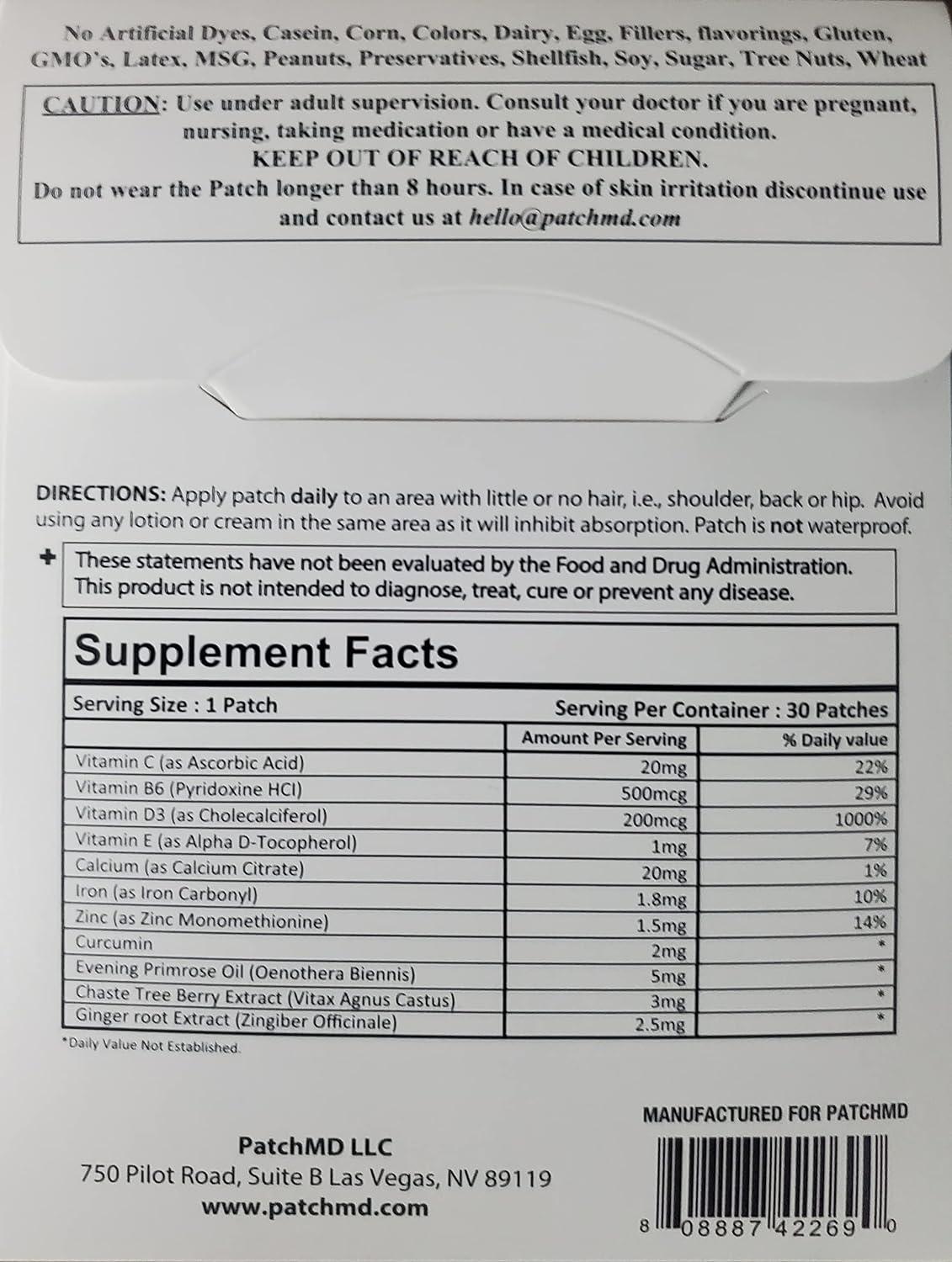 PatchMD PMS Day Topical Patch - Natural Relief for PMS Symptoms - 30 Day Supply