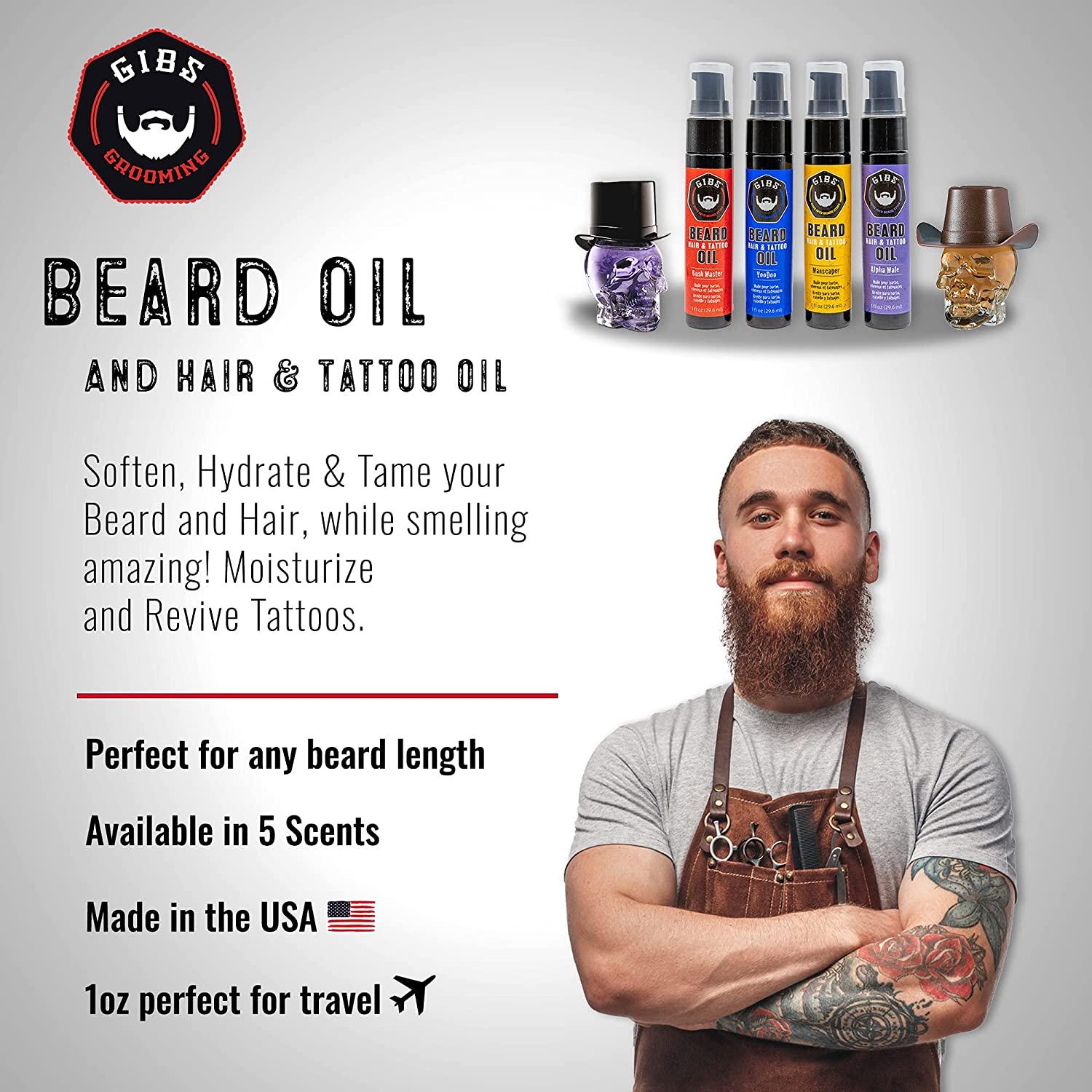 GIBS Beard Hair & Tattoo Oil - Softens & Strengthens Beard Growth ...