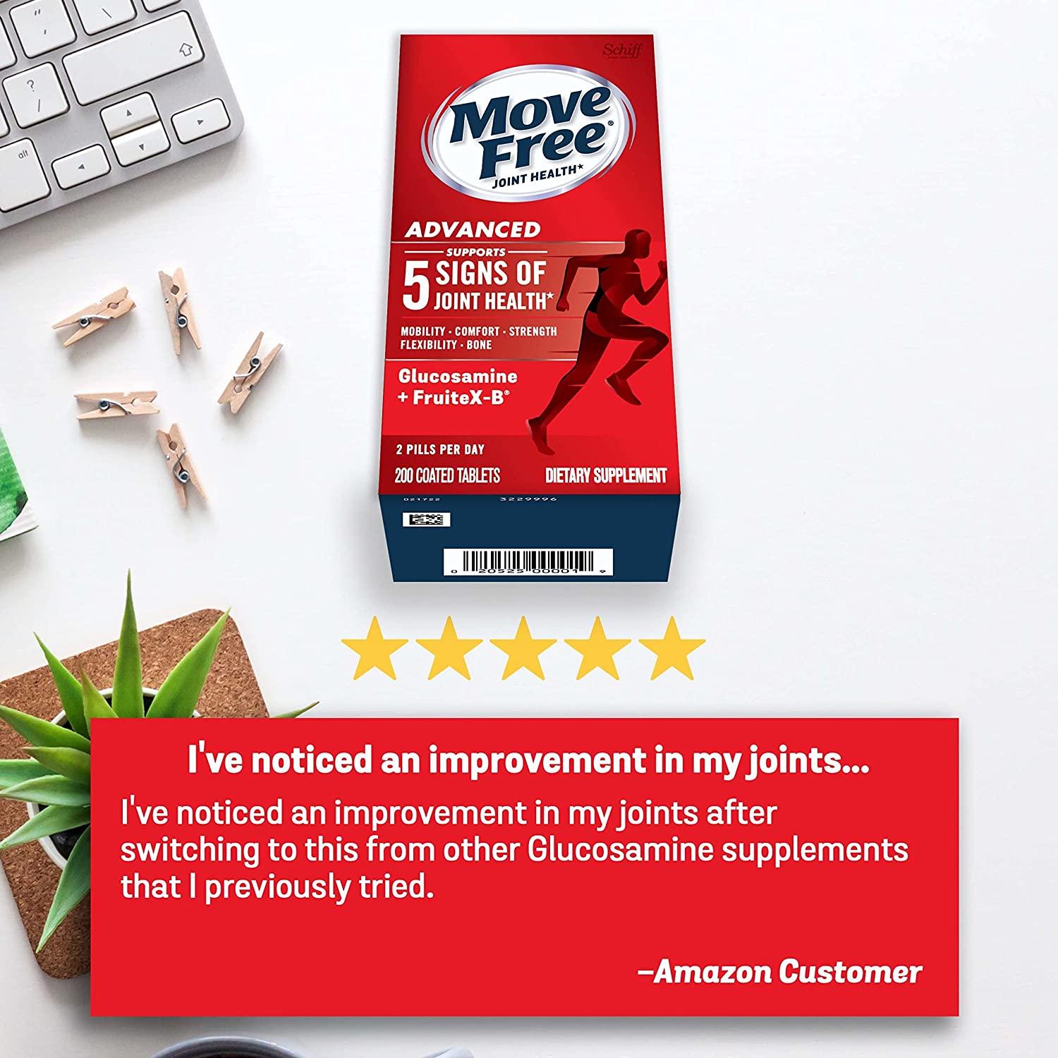 Move Free Advanced Glucosamine Chondroitin + Calcium Fructoborate Joint ...