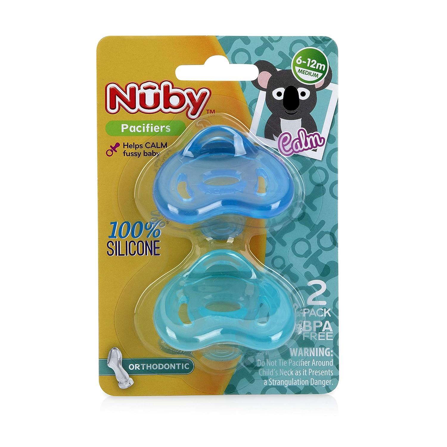 Nuby 100% Silicone Orthodontic Pacifiers 2pk - 6-12 Month | Colors May Vary | Buy Now with ...