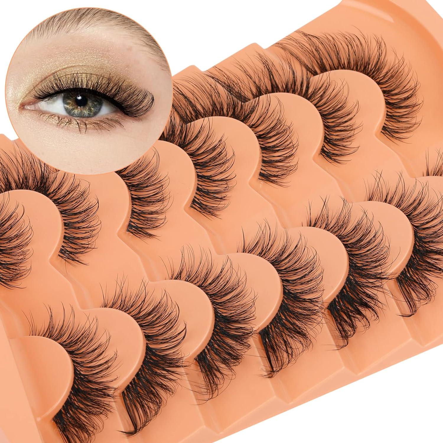 WTvane Style 1 20mm Cat Eye Mink False Eyelashes - Pack of 7 Pairs for ...