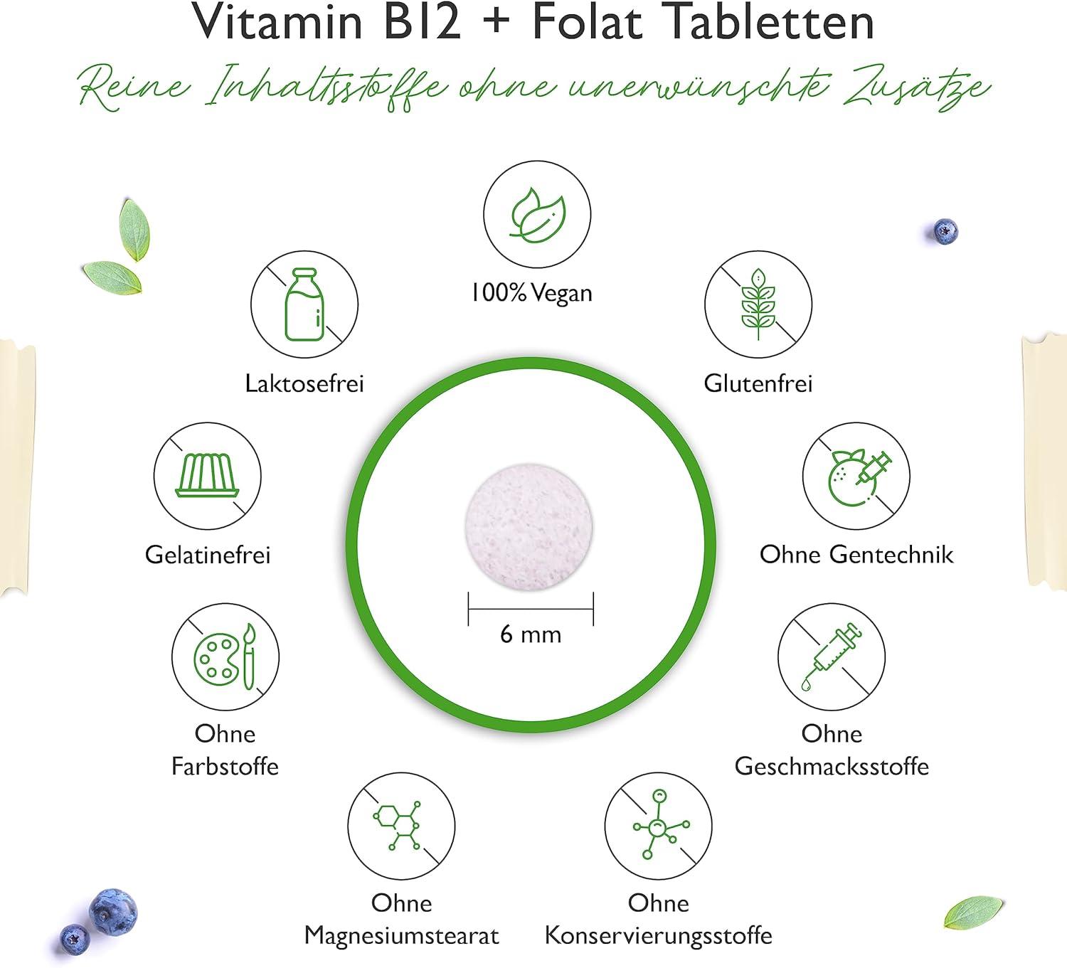 Premium Vitamin B12 Complex - 365 Vegan Tablets with Folate (5-MTHF ...