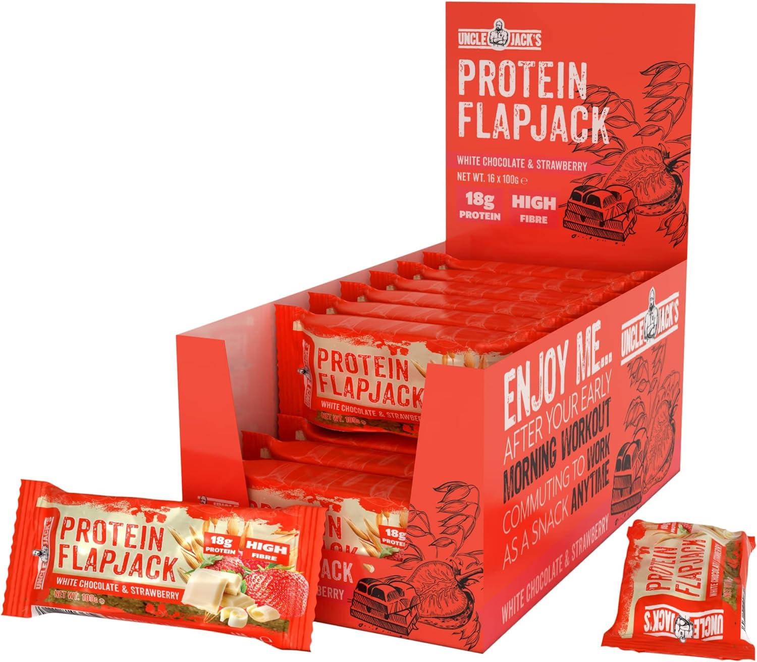 Uncle Jack's Protein Flapjacks - 16 x 100g - 18g Protein - Vegetarian ...