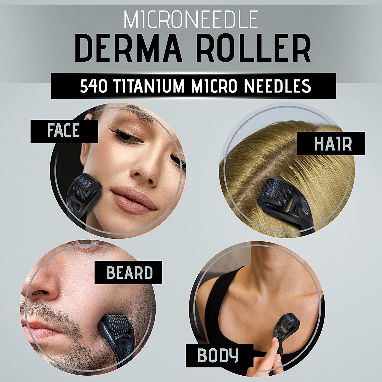 Derma Roller Microneedle Roller for Face & Beard Growth Kit - 0.25mm | Hair Growth & Skin Care ...