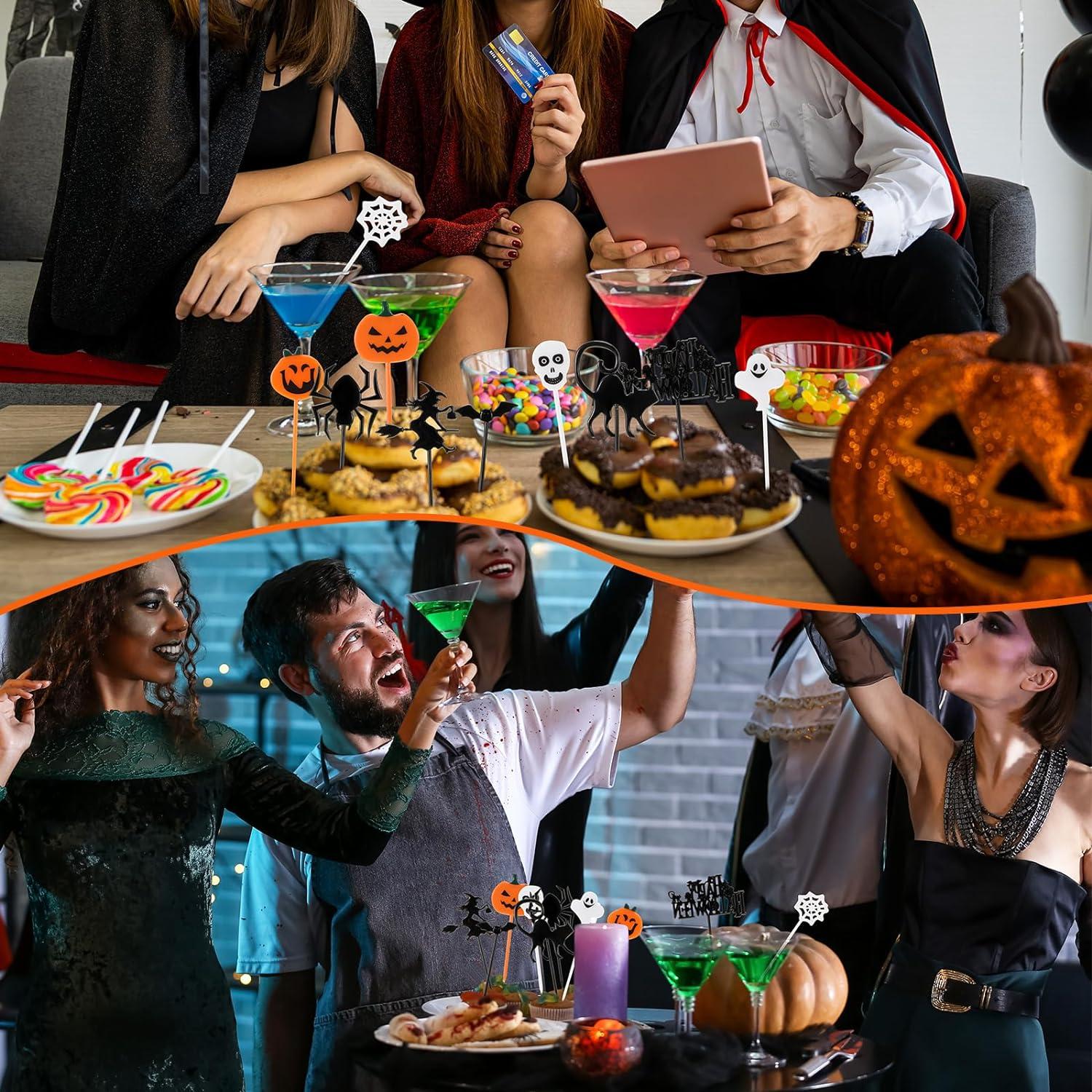 Tioncy 100 Pieces Halloween Plastic Picks Halloween Food Picks Funny ...