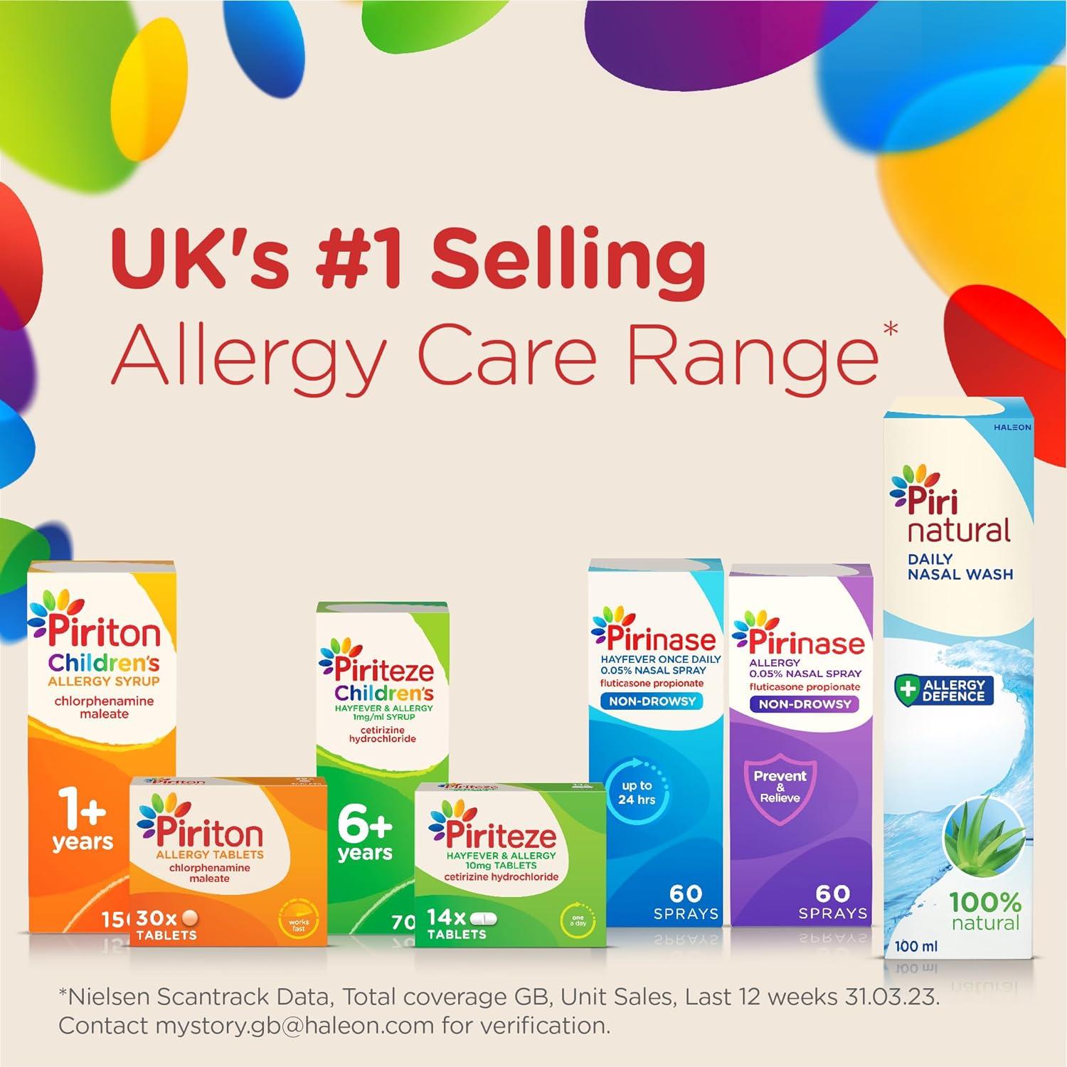 Piriteze Kids Allergy Relief Syrup 70ml - Fast-Acting Antihistamine for ...