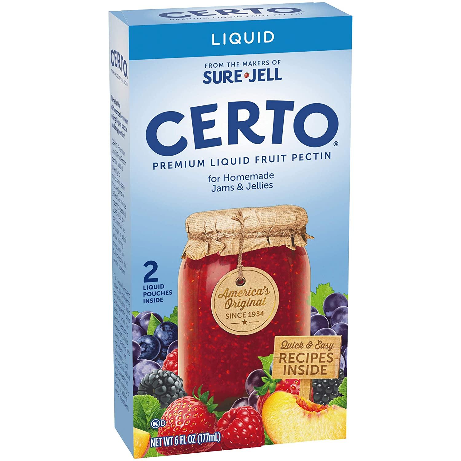 Certo Premium Liquid Fruit Pectin - 4 Pack, 8 Total 3 fl oz Pouches ...