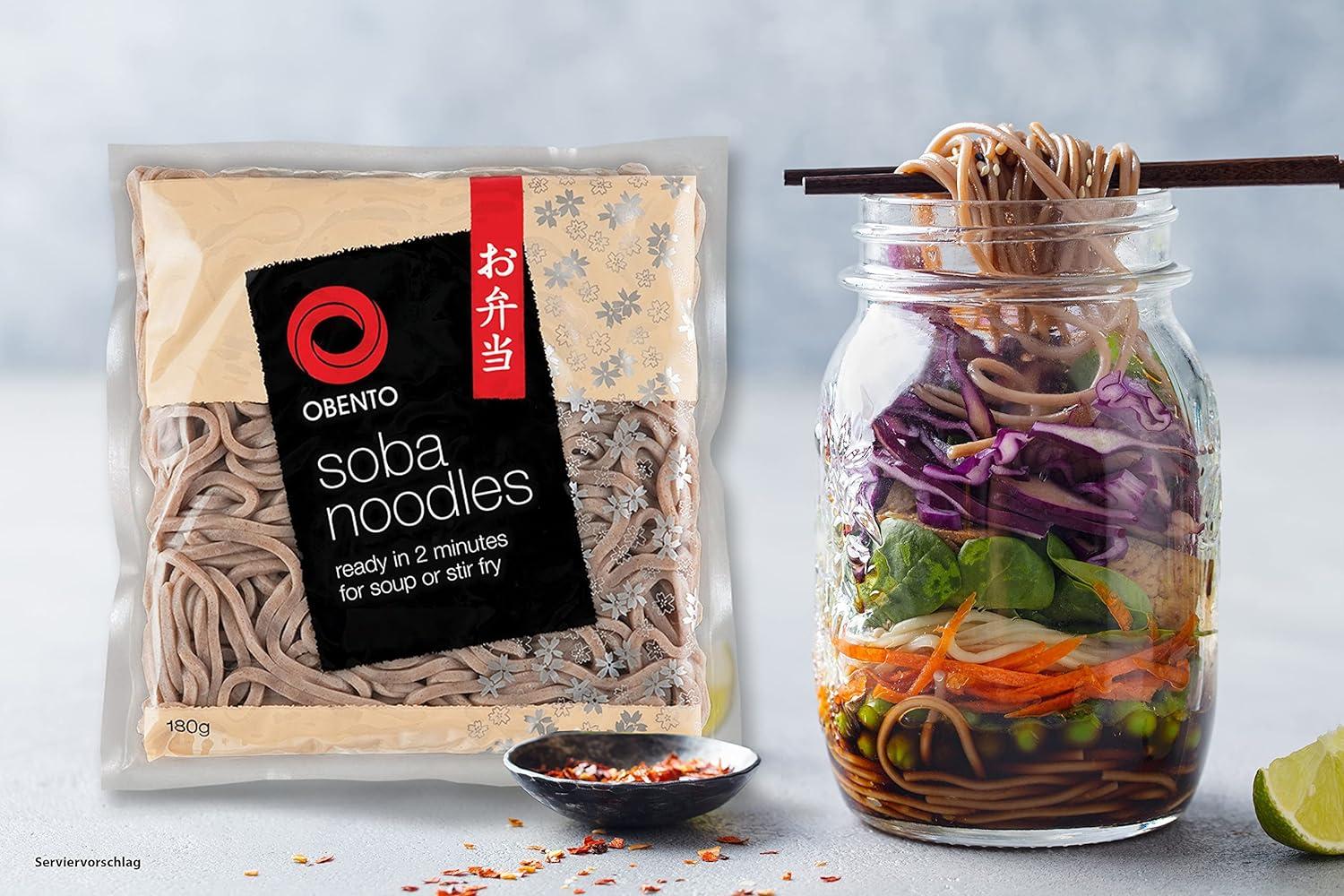 Obento Japanese Soba Noodles - Pre-Cooked 180g (Pack of 4) | Authentic ...
