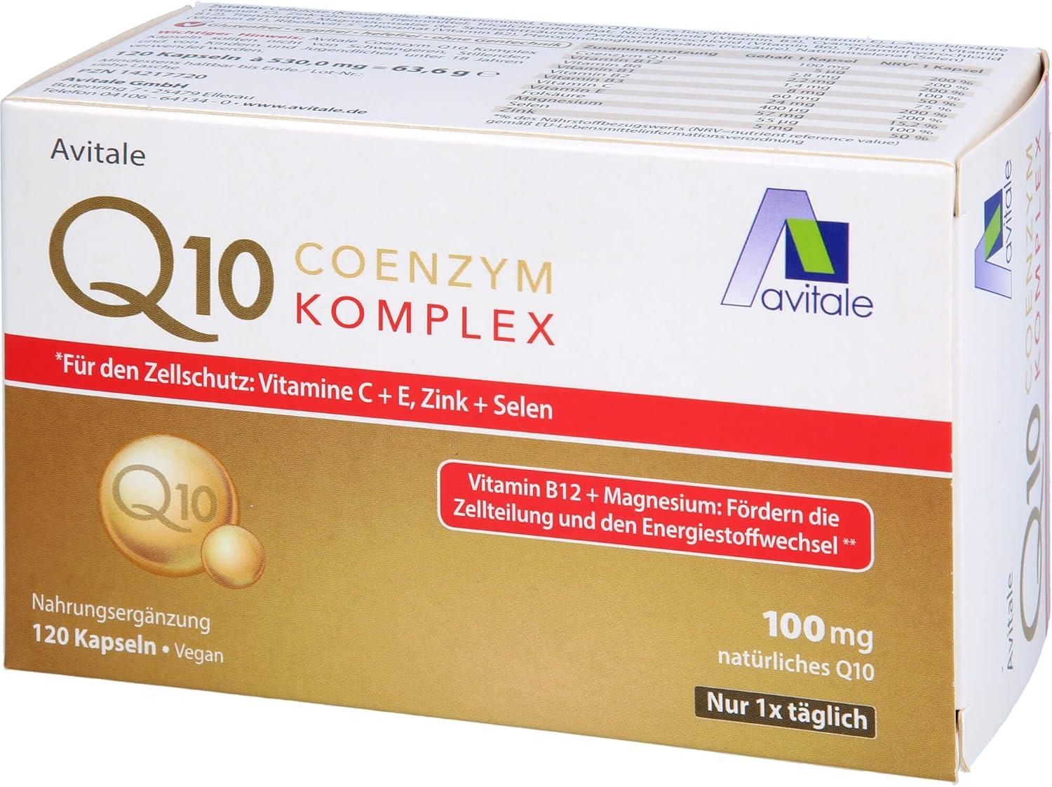 Avitale Coenzyme Q10 Complex Capsules - 100mg Plant-Based Q10 & Vitamin ...