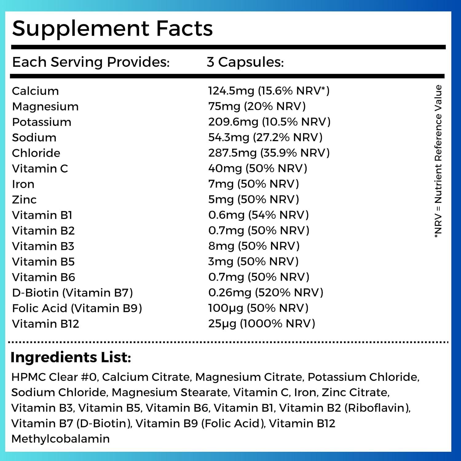 Hydra Pact Electrolytes Complex 90 Vegan Capsules - High Strength ...