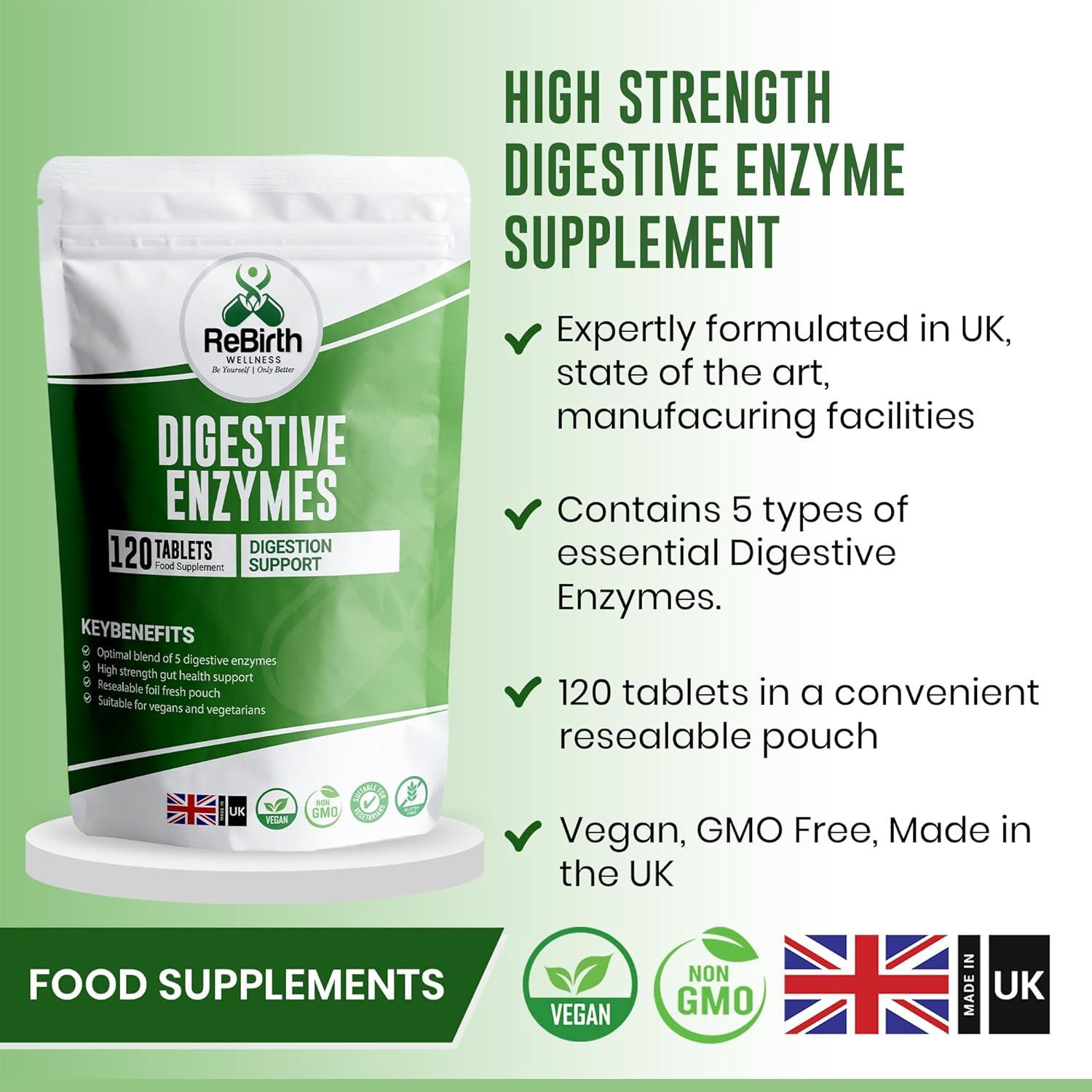 Digestive Enzyme Supplements - 120 Tablets for Optimal Gut Health ...