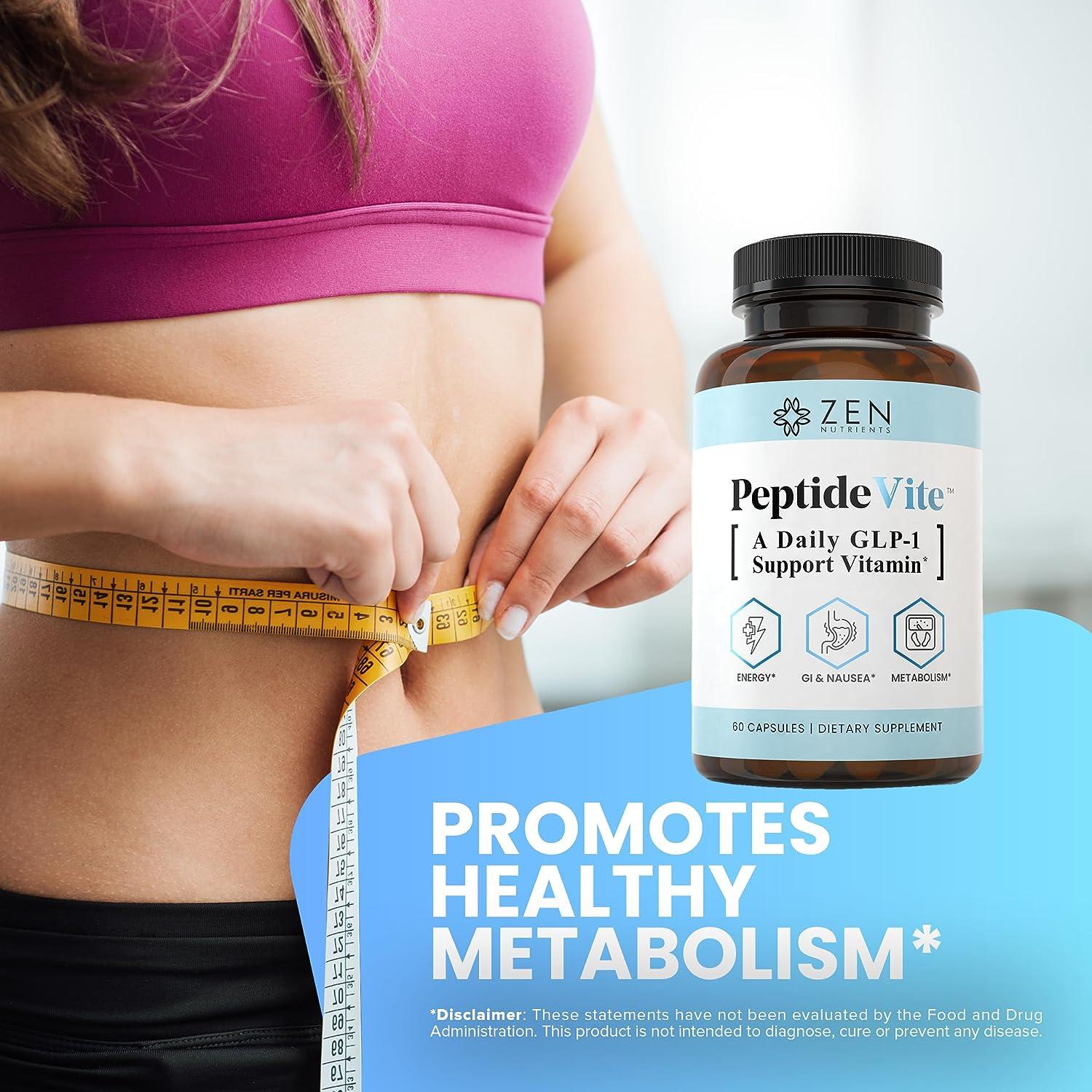 Zen Nutrients PeptideVite GLP-1 Support Capsules for Nausea Relief ...