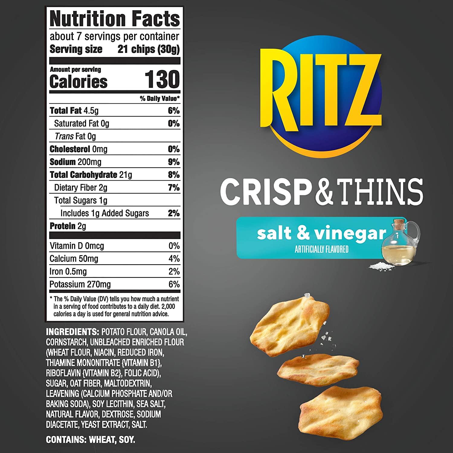 RITZ Crisp and Thins Salt and Vinegar Chips - 6 Pack (7.1 oz each ...