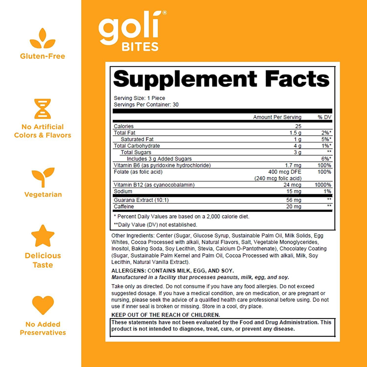 Goli Energy Bites - Salted Caramel Chocolate Flavor with Guarana ...
