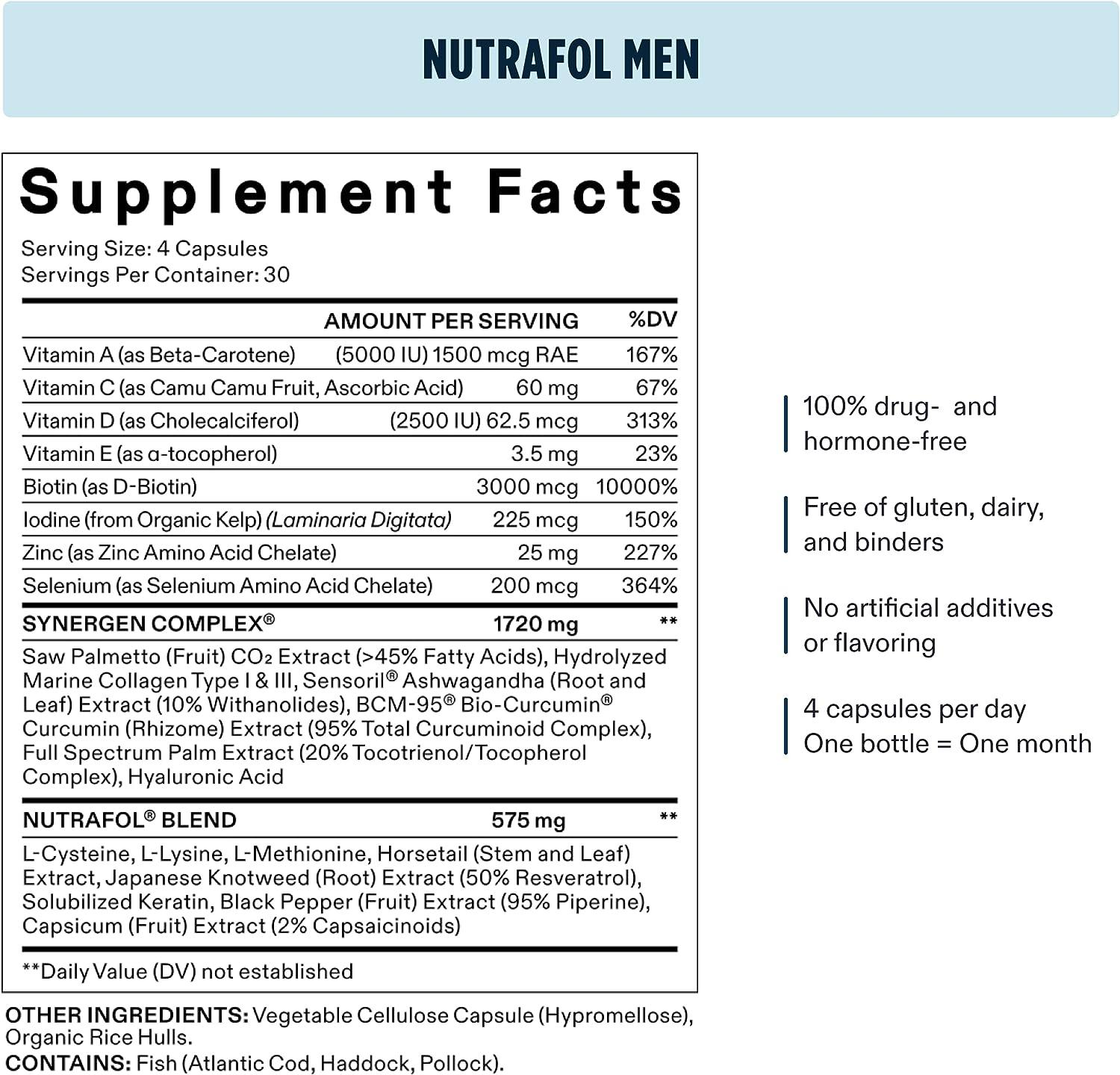 Nutrafol Men's Hair Growth Supplement & Collagen Peptides Powder - Dermatologist Recommended - 1 ...