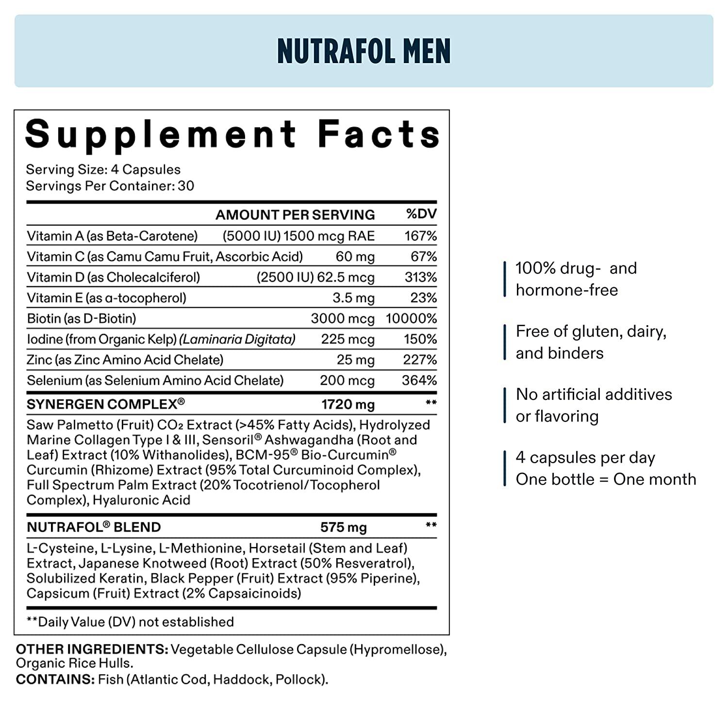 Nutrafol Men Hair Growth Supplement, DHT Blocker and Biotin, Clinically ...