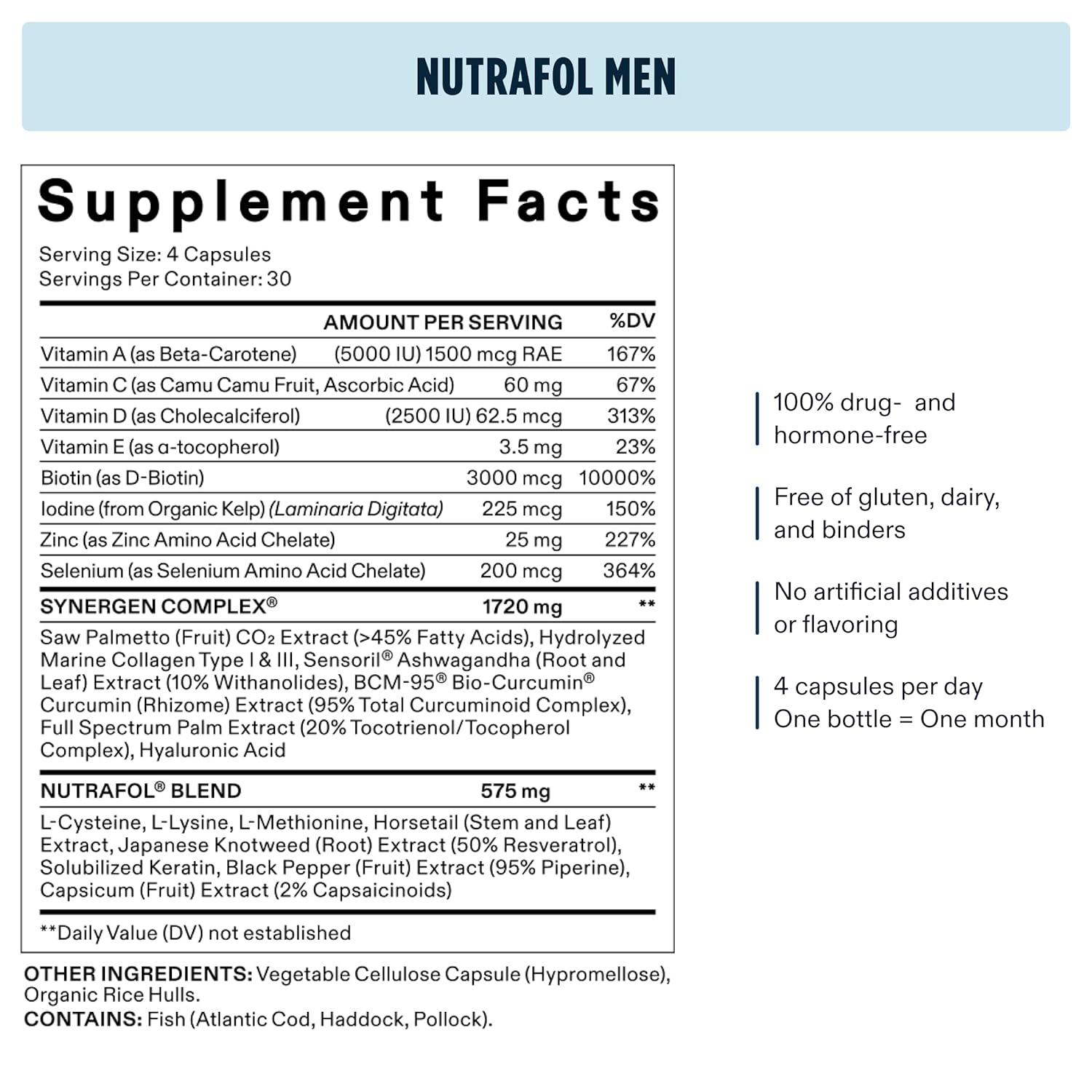 Nutrafol Men's Hair Growth Supplements - Clinically Tested for Thicker ...