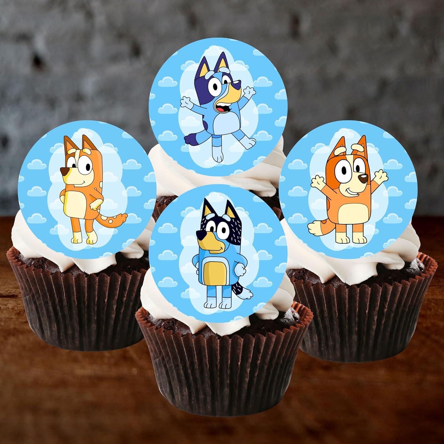 24 Bluey Cupcake Toppers Theme #1 Edible Bluey Cake Topper Bluey ...