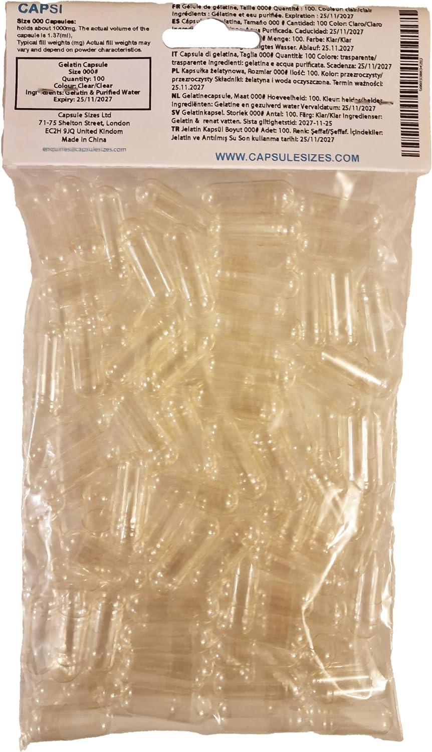 100 Count Size 000 Clear Empty Gelatin Capsules - Clear/Clear | Buy Now ...