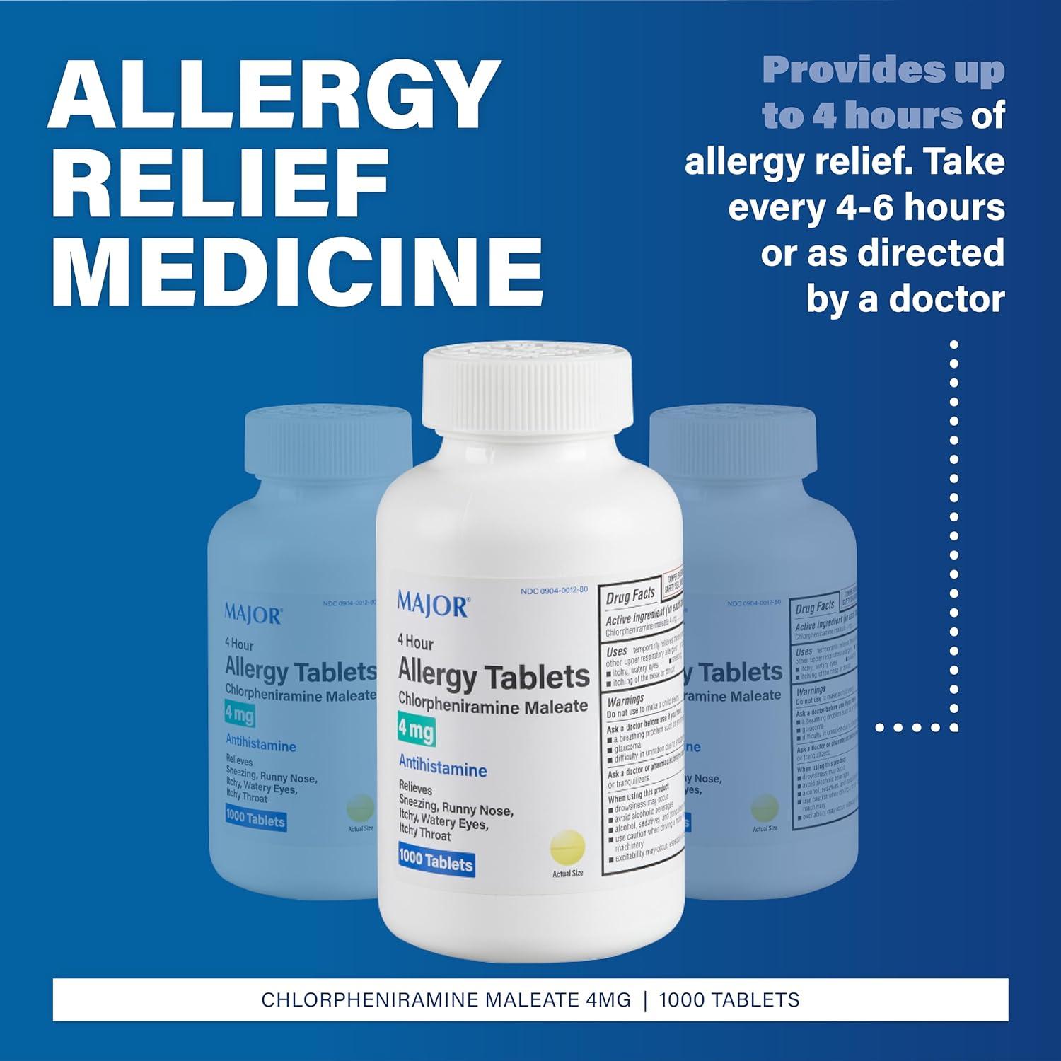Major Pharmaceuticals Chlorpheniramine Maleate 4mg Anti-Allergy Tablets ...