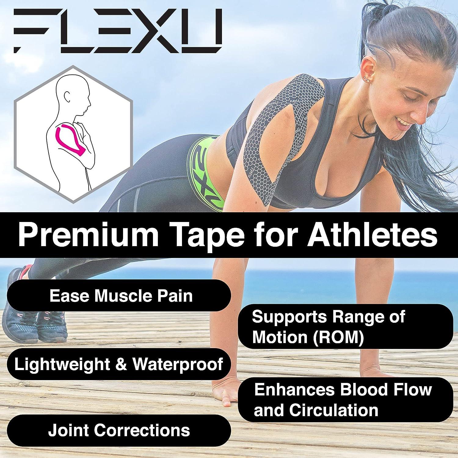 FlexU Kinesiology Tape - Pink 16.4ft Pre-Cut Roll | Advanced Strength ...