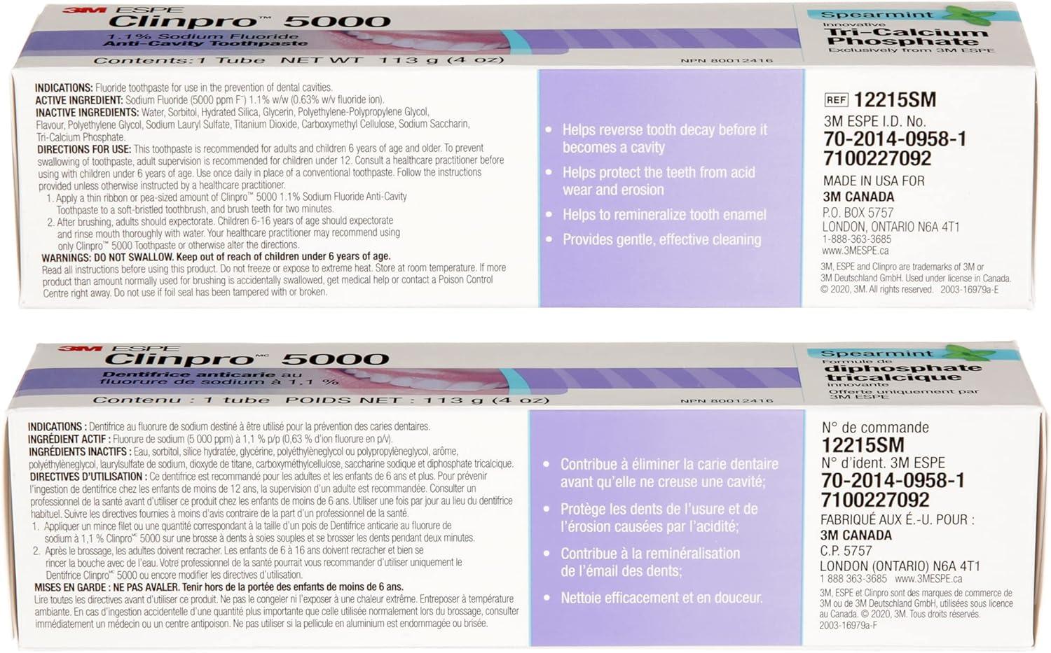 3M Clinpro 5000 Anti-Cavity Toothpaste (1.1% Sodium Fluoride ...