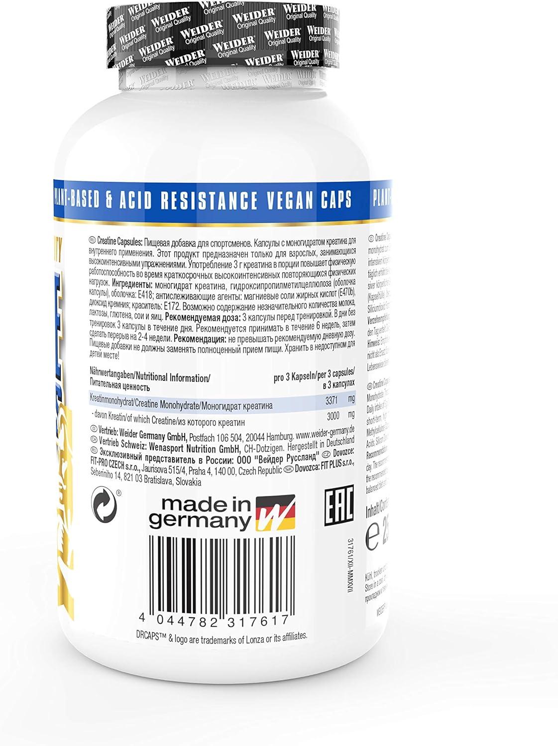 WEIDER Creatine Capsules - Premium Creapure Creatine Monohydrate for ...